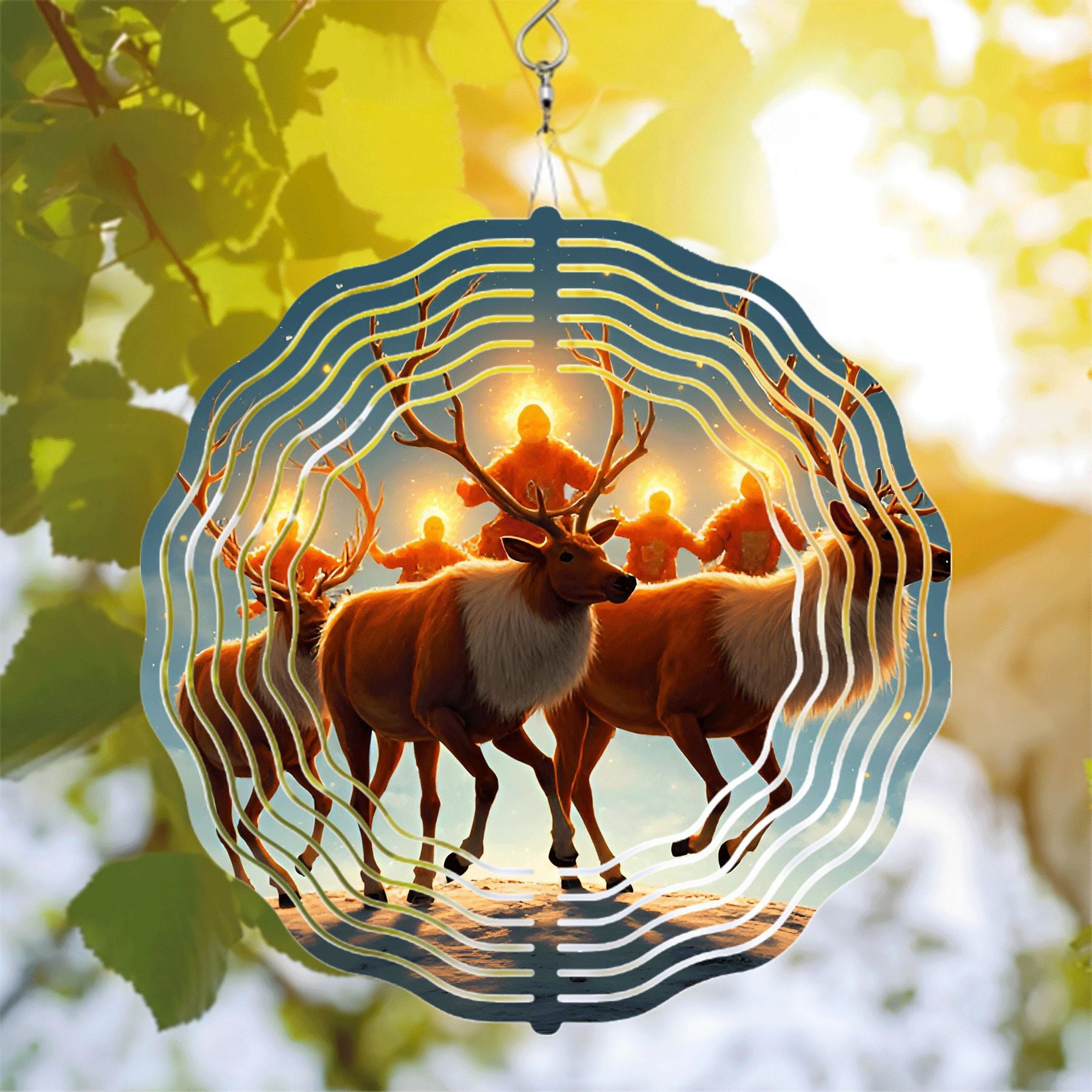 Majestic Metal Wind Spinners with Ethereal Antler Patterns - Mystical ...