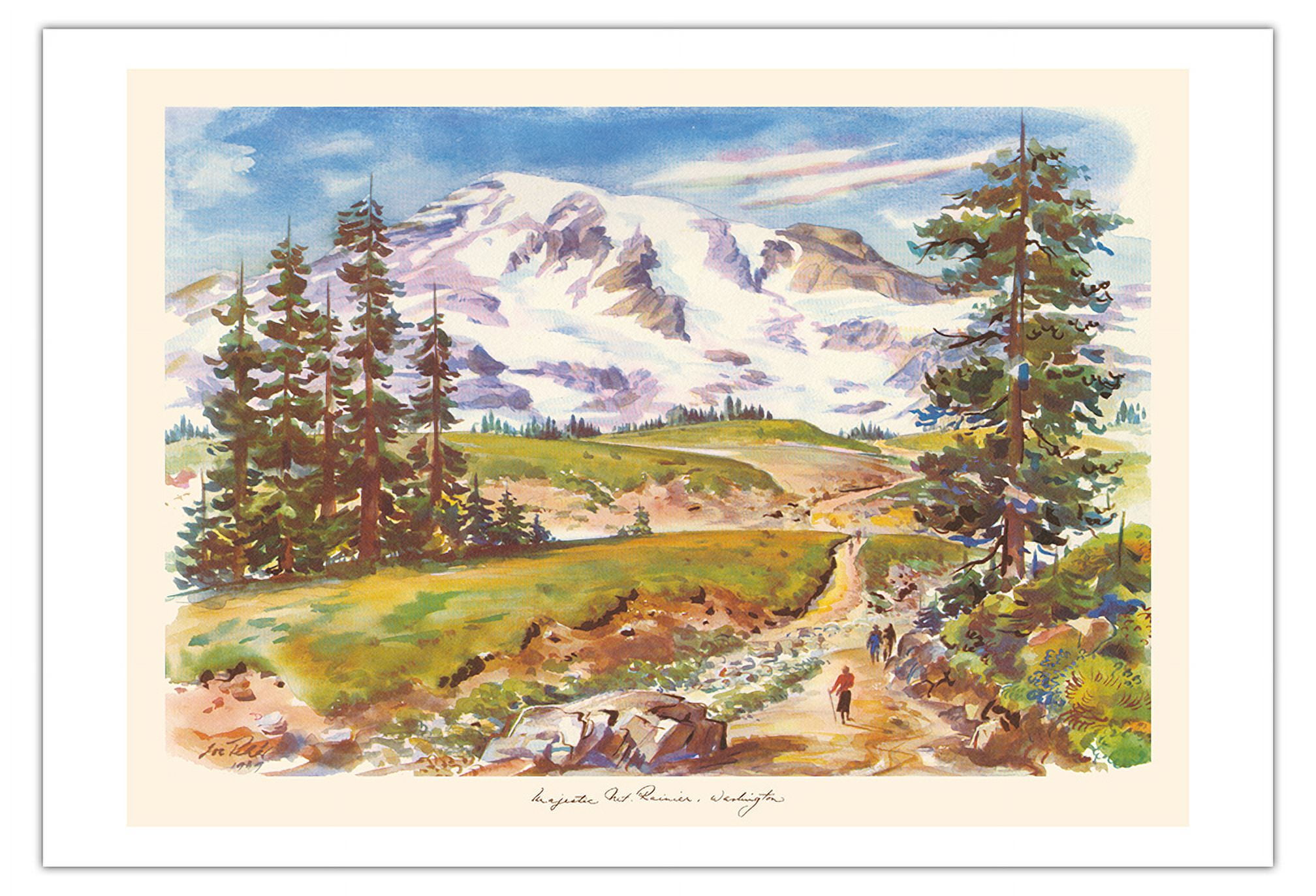 Majestic Mount Rainier Washington - Tahoma Tacoma (Mother of Waters) - Vintage Travel Poster by ...
