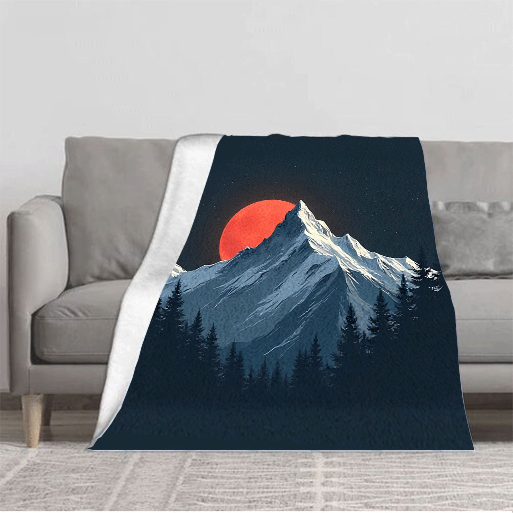 Majestic Mountain Range Flannel Blanket - Soft Warm Cozy Design for ...