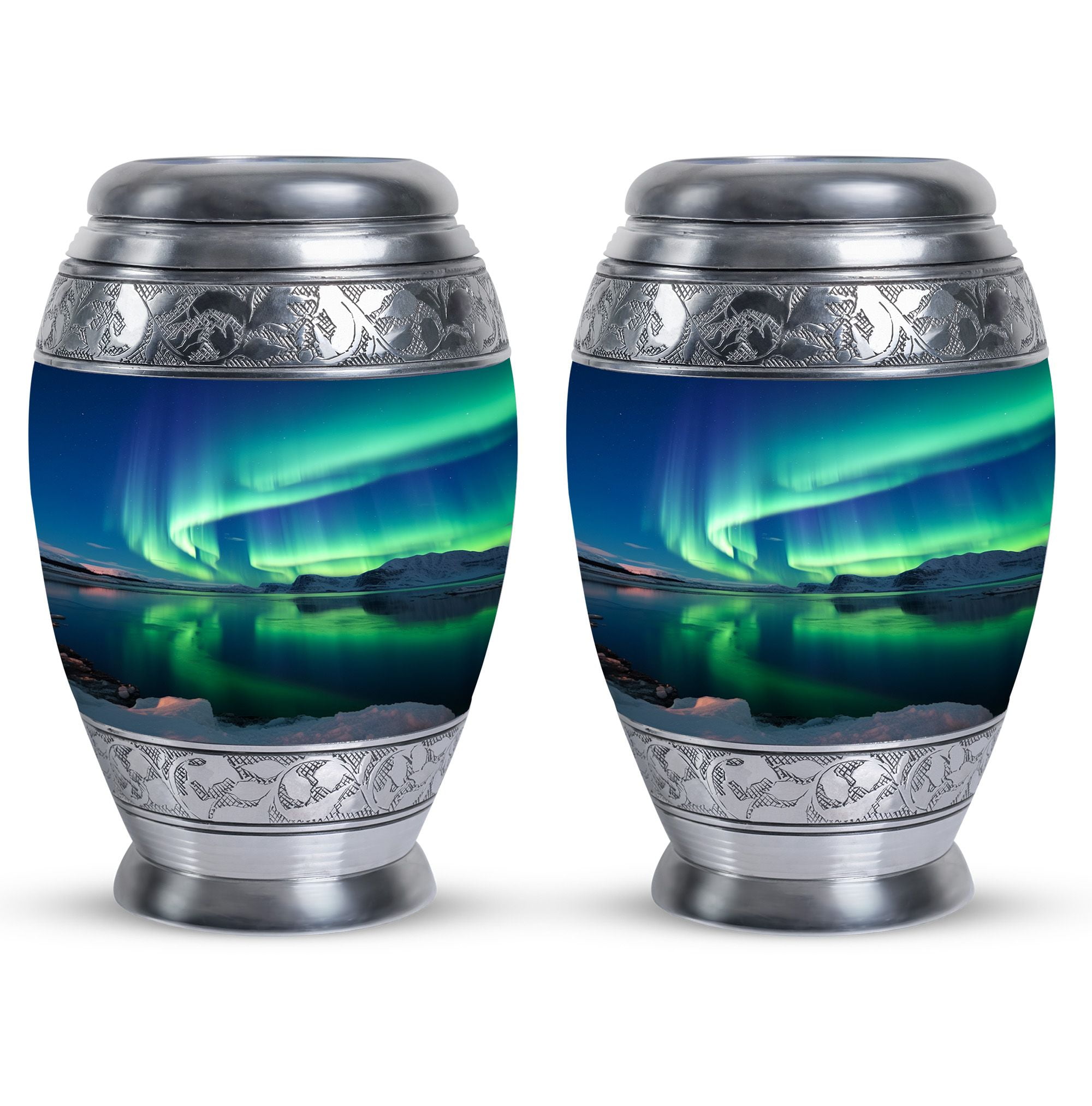 Majestic Northern Lights Over A Frozen Landscape - Urns For Ashes Adult ...