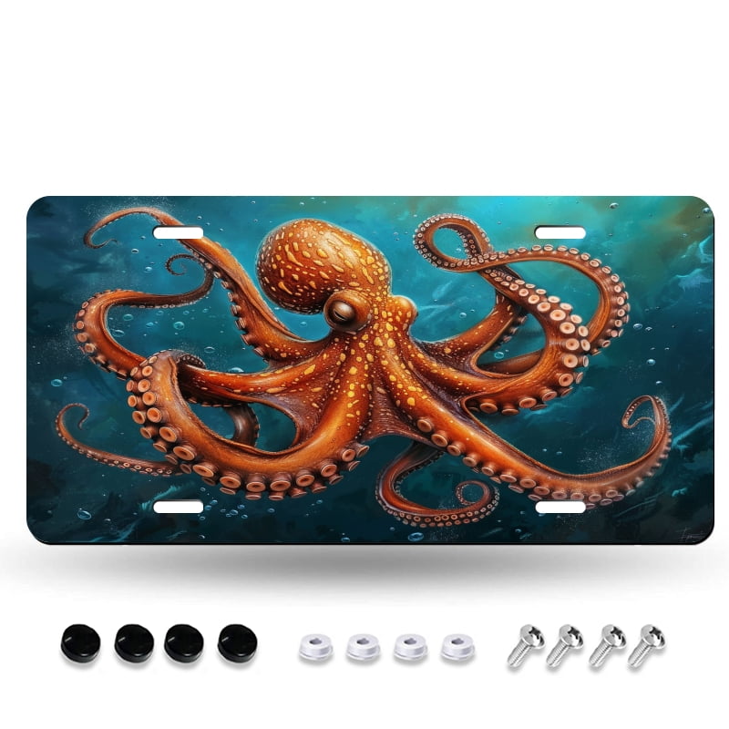 Majestic Octopus Gracefully Swimming in The Depths of Ocean License ...