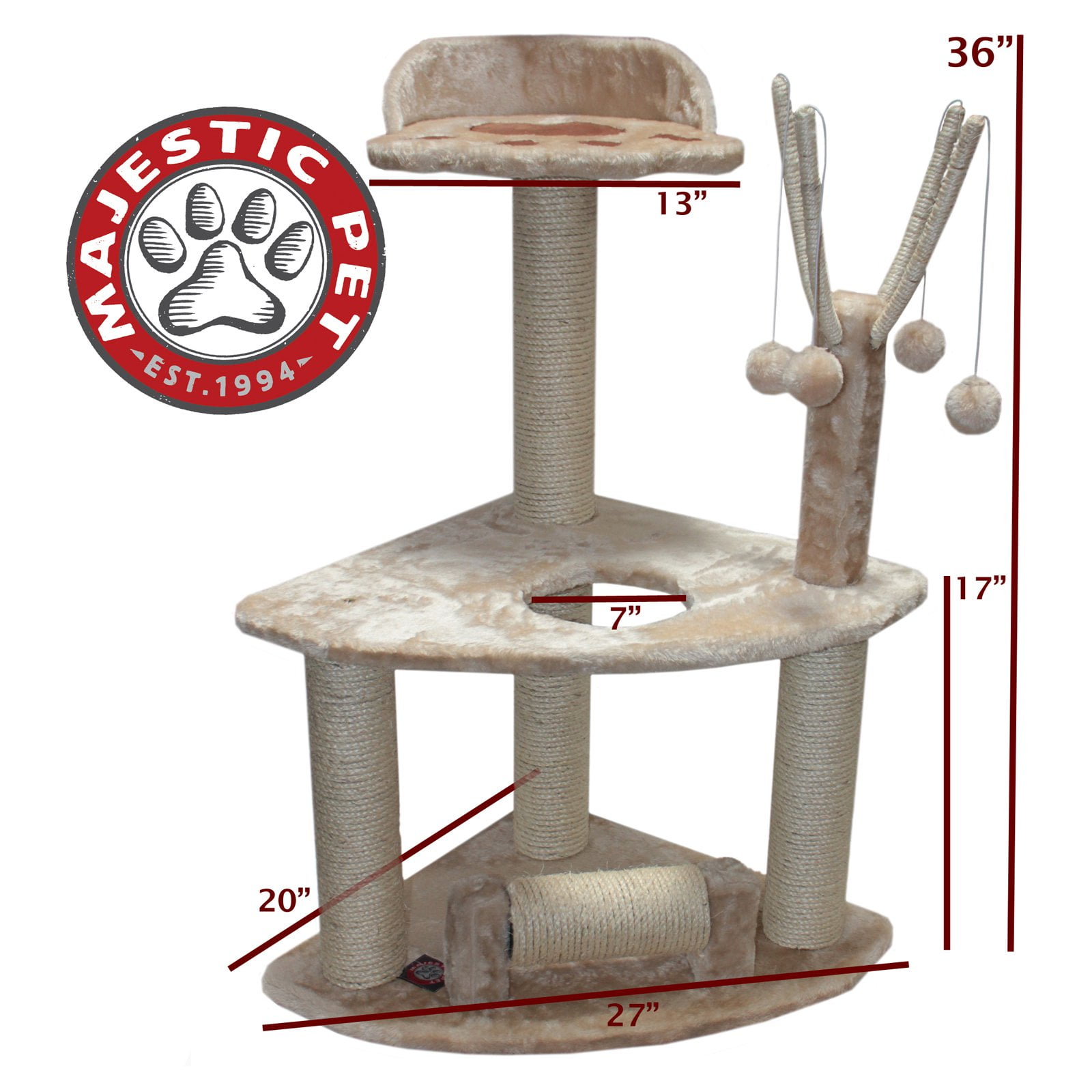Majestic Pet Products 36 in. Bungalow Sherpa Cat Tree - Tan - Walmart.com