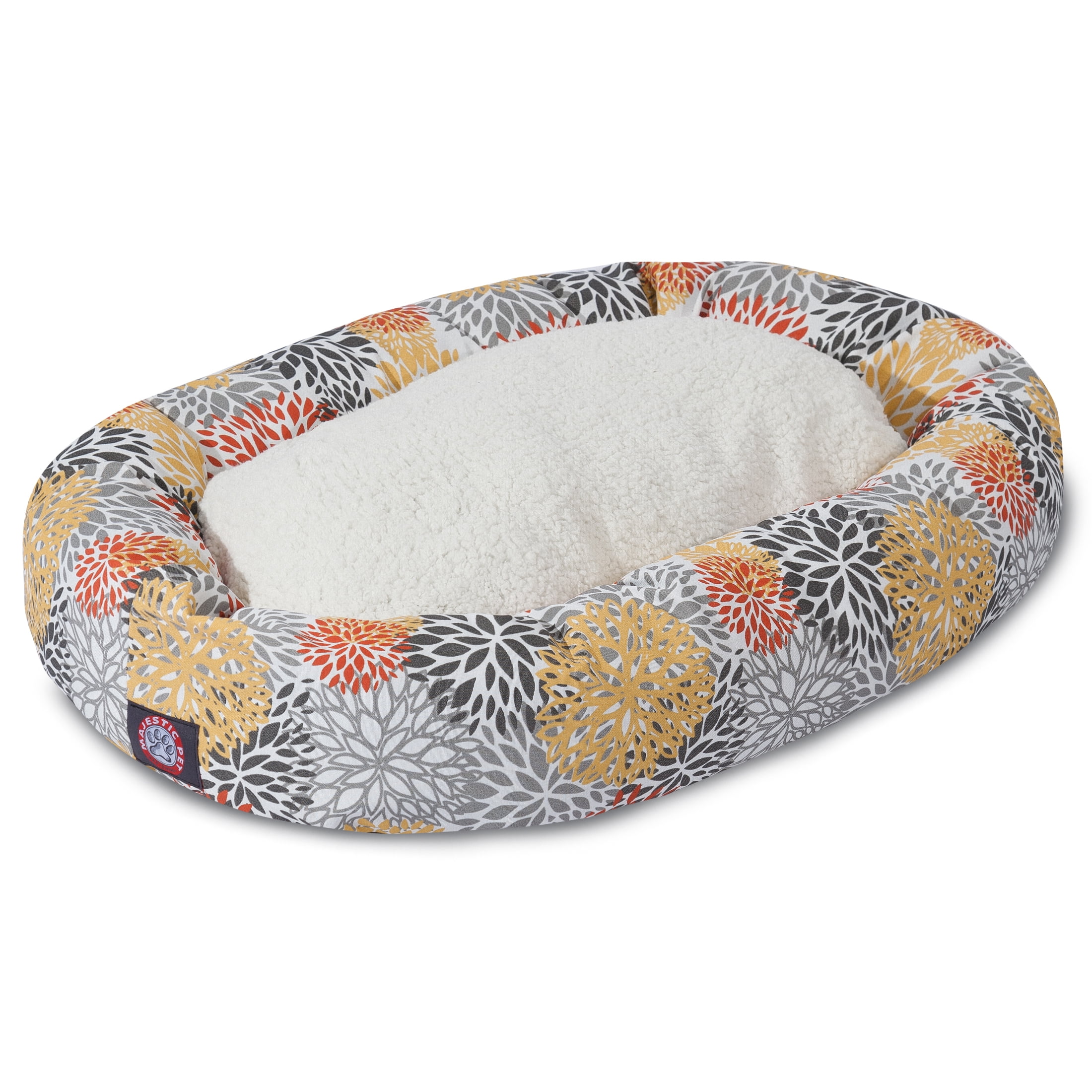 Majestic Pet Sherpa Blooms Bagel Pet Bed for Dogs, Calming Dog Bed ...