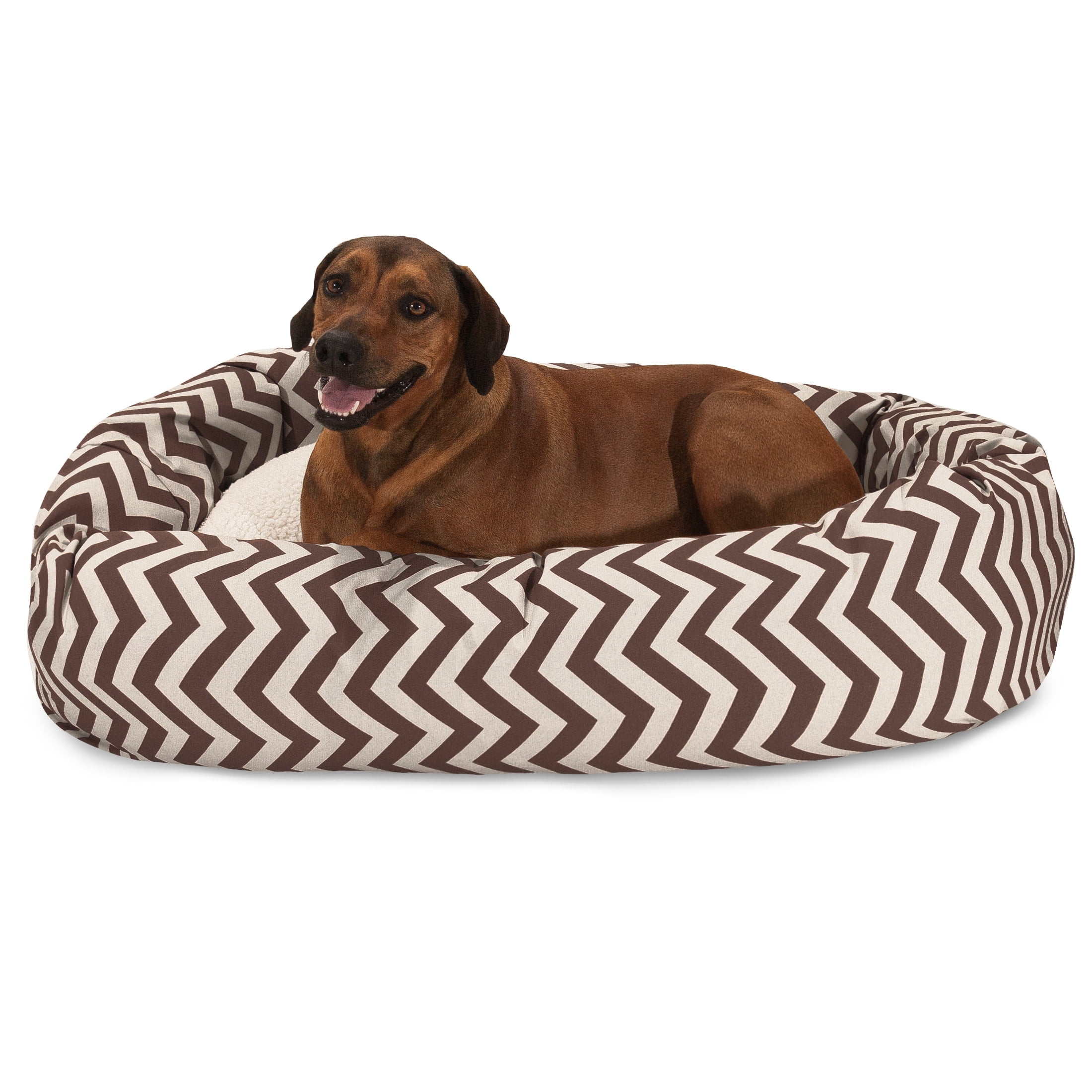 Majestic Pet Sherpa Chevron Bagel Pet Bed for Dogs, Calming Dog Bed ...