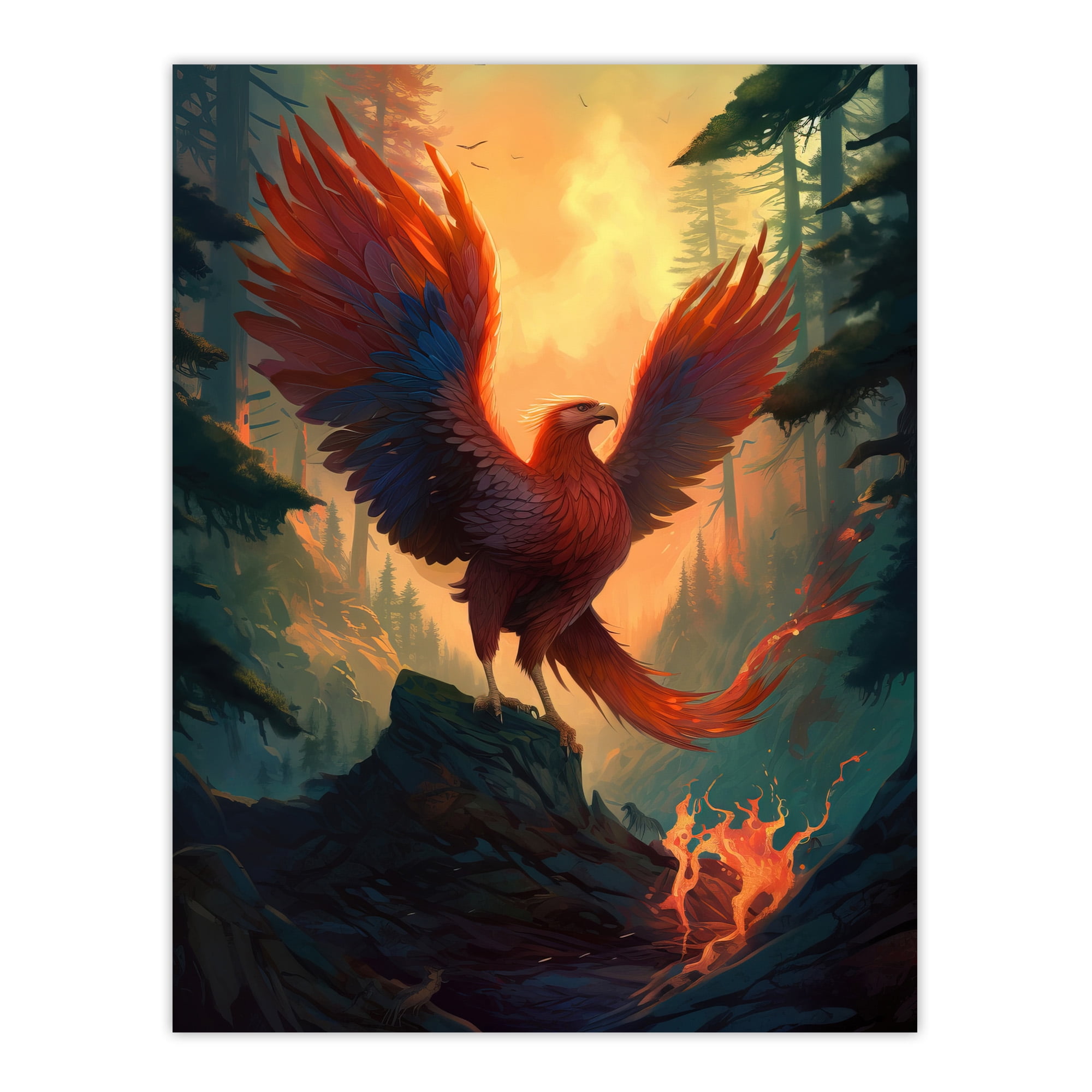 Majestic Phoenix Bird Spreading Wings Concept Painting Mythical ...