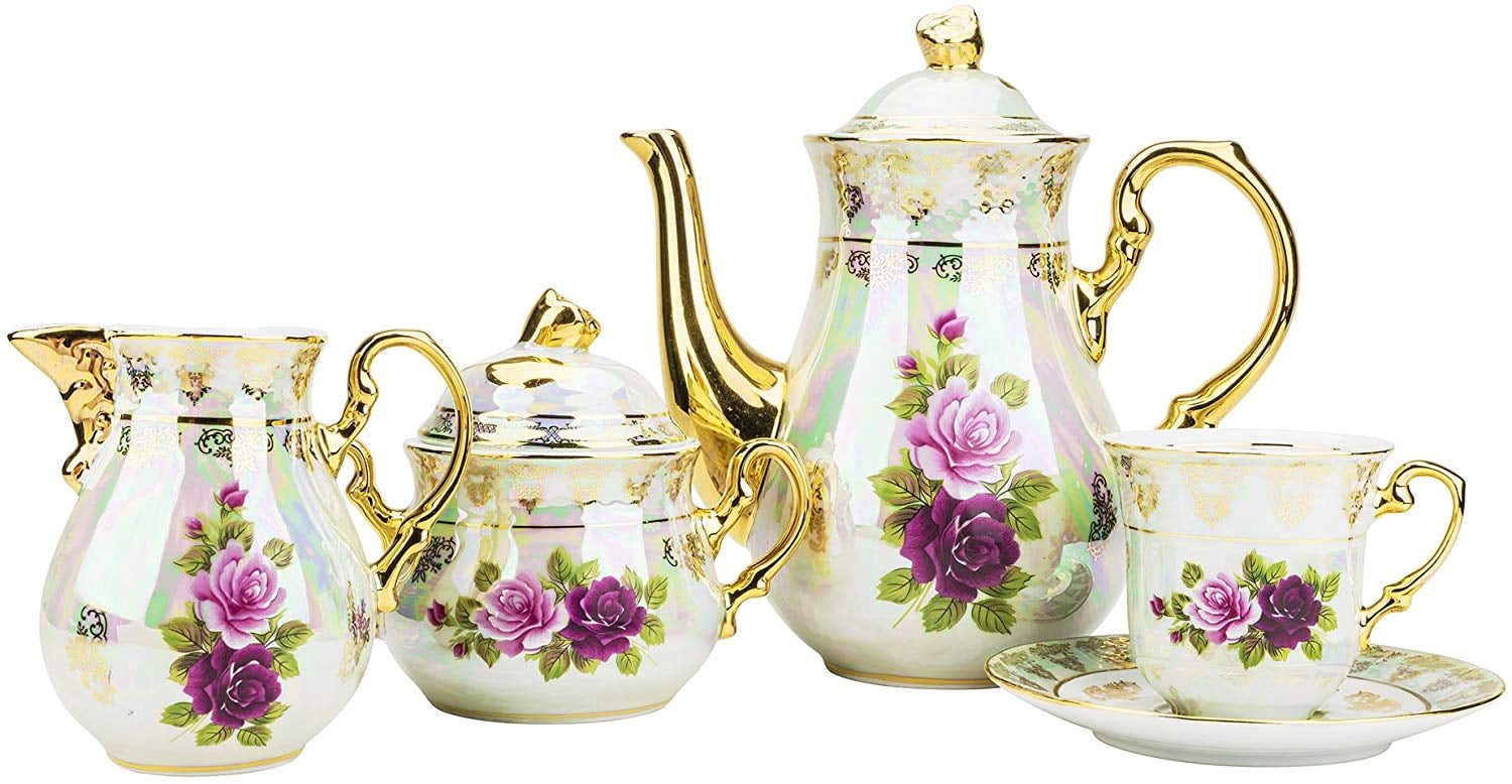 Majestic Porcelain CSL17, Porcelain 24K Gold-Plated Vintage Floral ...