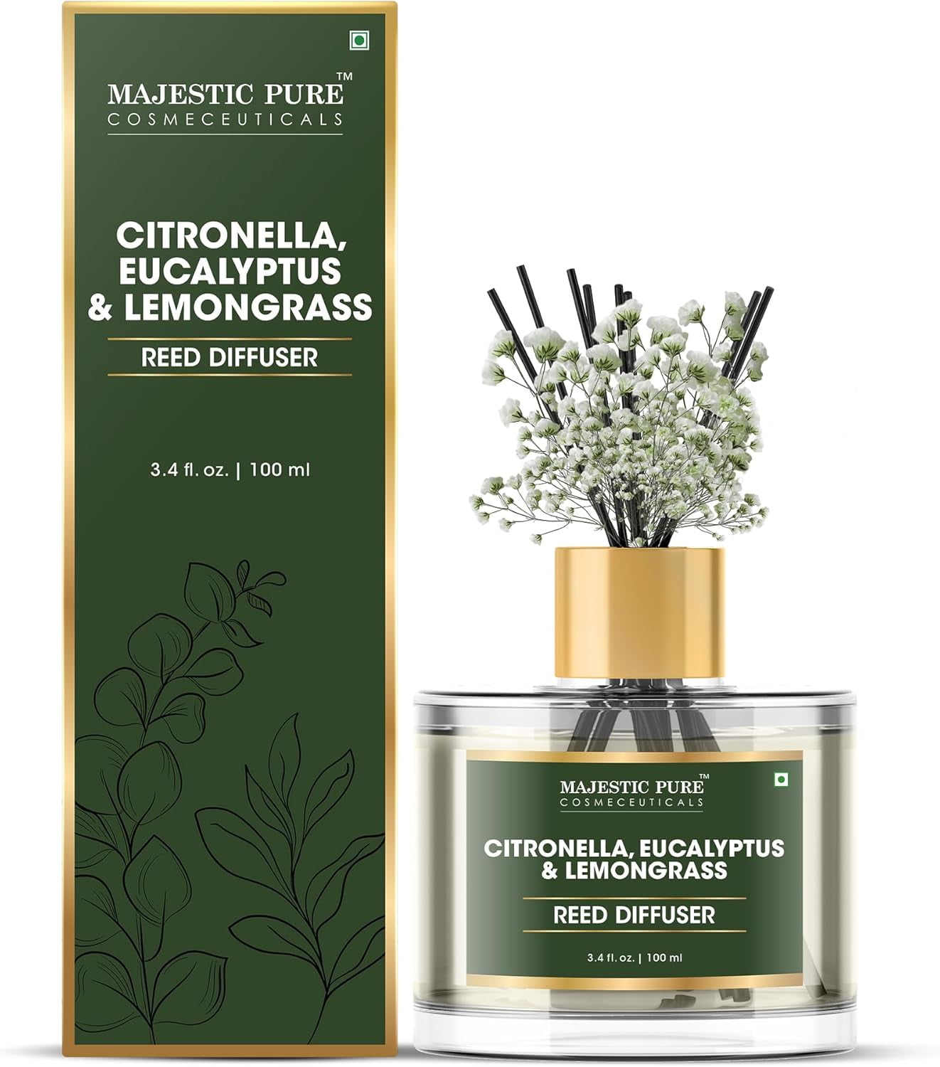 Majestic Pure Citronella, Eucalyptus & Lemongrass Reed Diffuser for ...