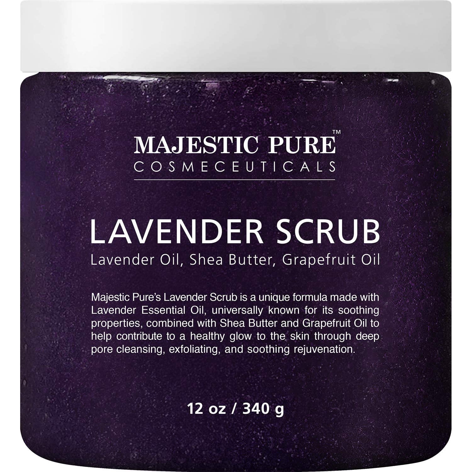Majestic Pure Lavender Oil Body Scrub Exfoliator with Shea Butter and ...