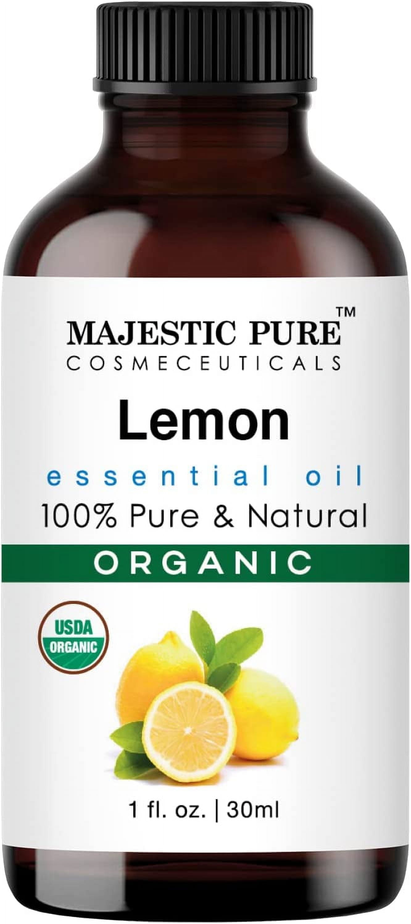 Majestic Pure Organic Lemon Essential Oil - 100% Pure Lemon Oil for ...