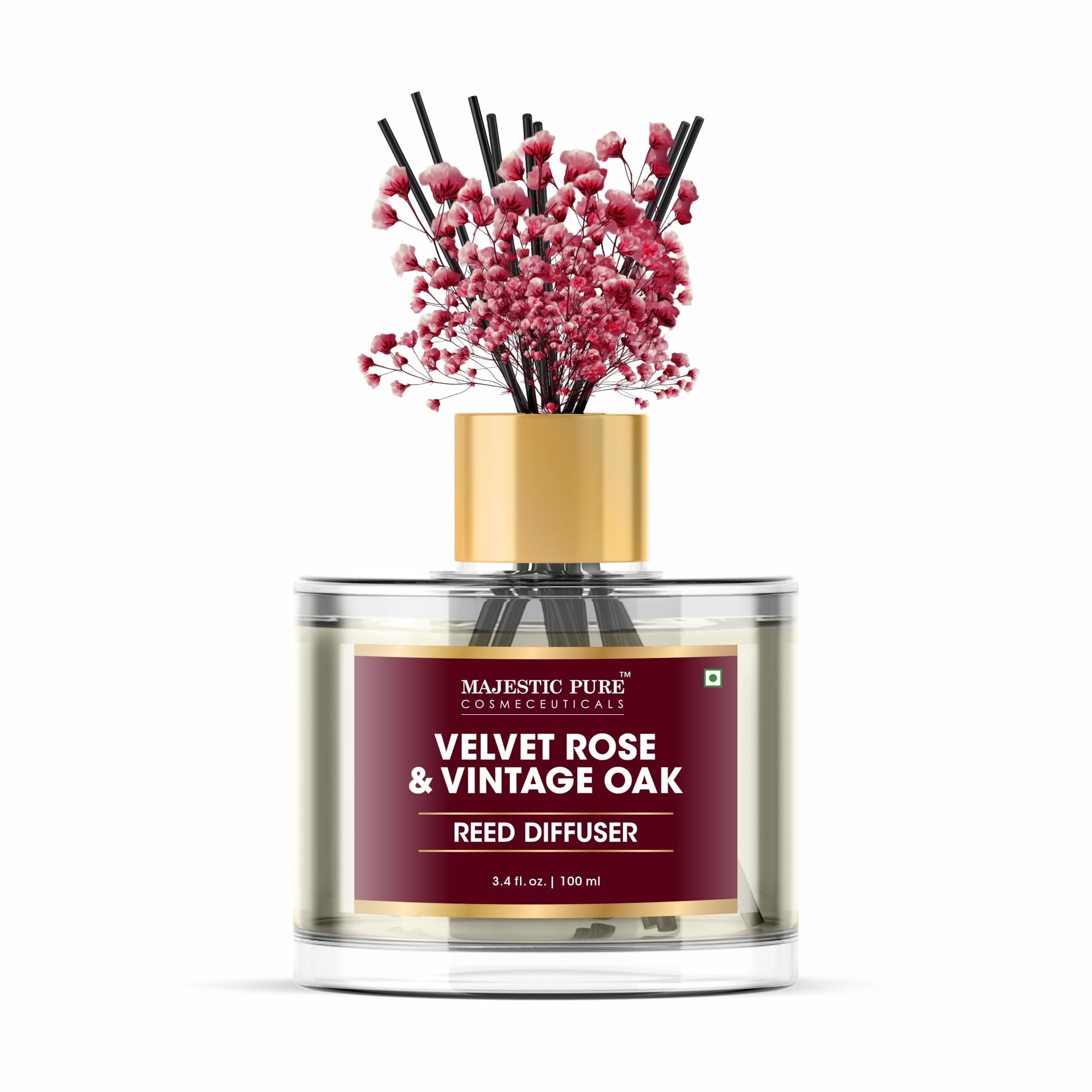 Majestic Pure Rose & Oak Aromatherapy Reed Diffuser for Home, 3.38 fl ...