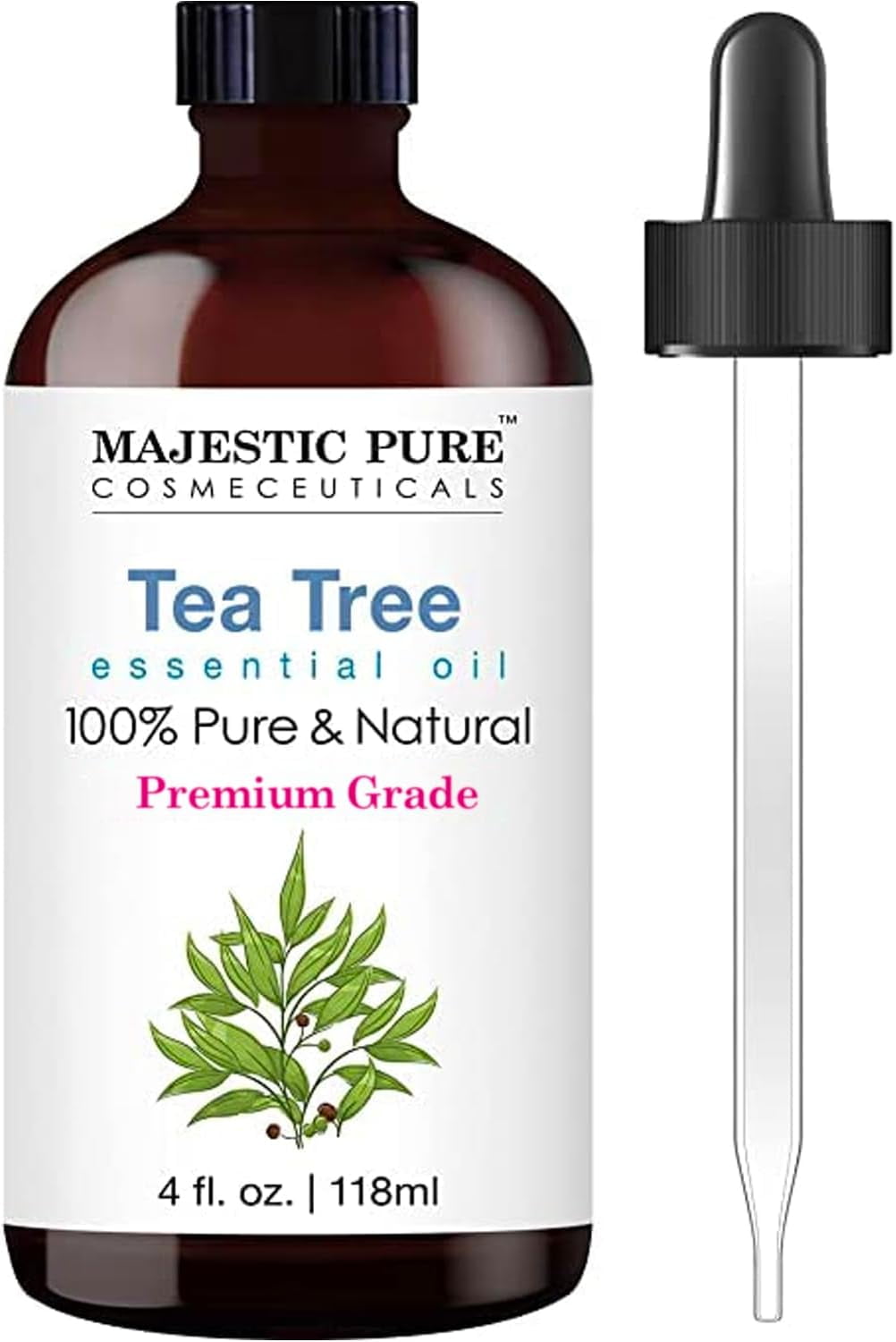 Majestic Pure Tea Tree Essential Oil, Premium Grade, Pure and Natural ...