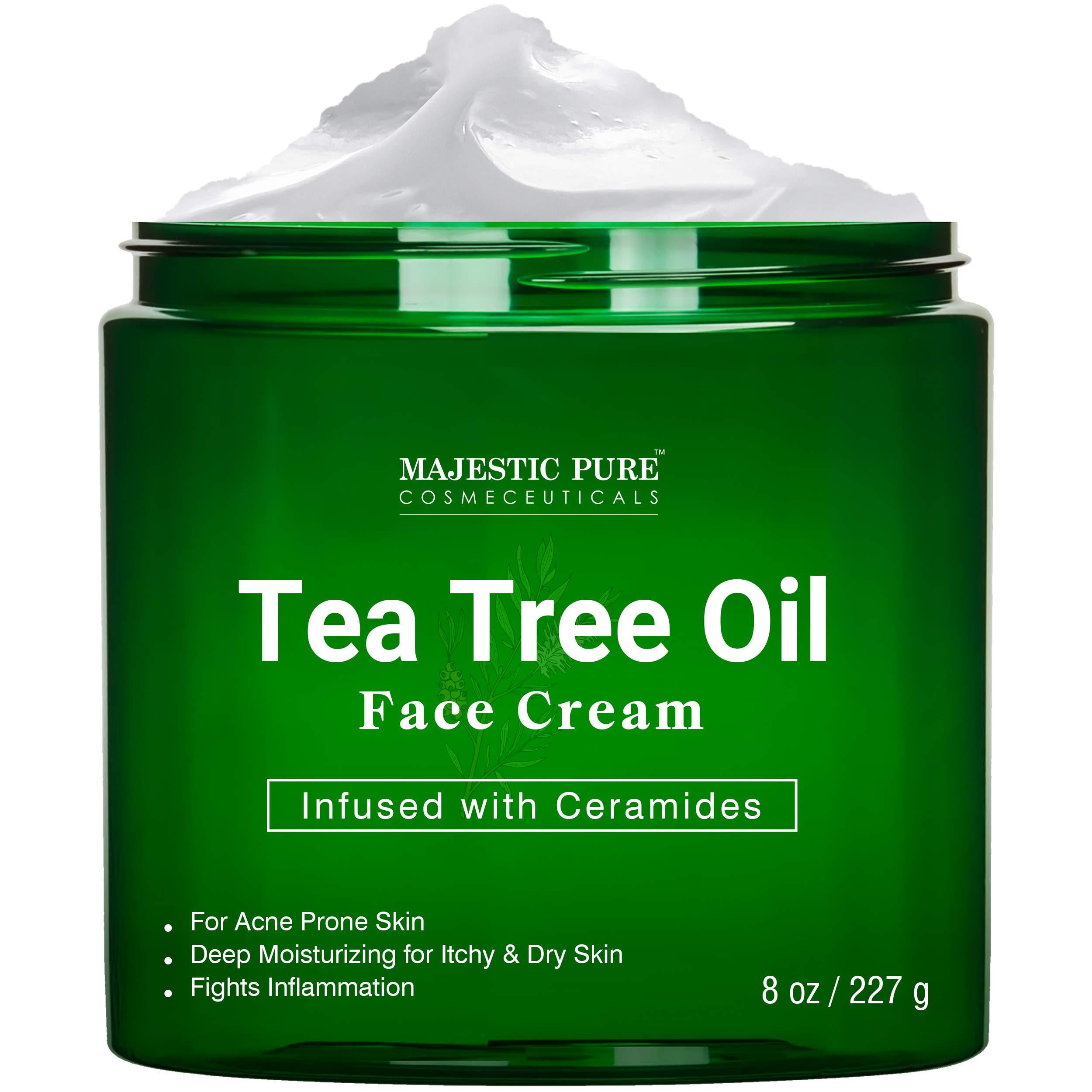 Majestic Pure Tea Tree Oil Face Cream - Therapeutic Grade, Infused with ...