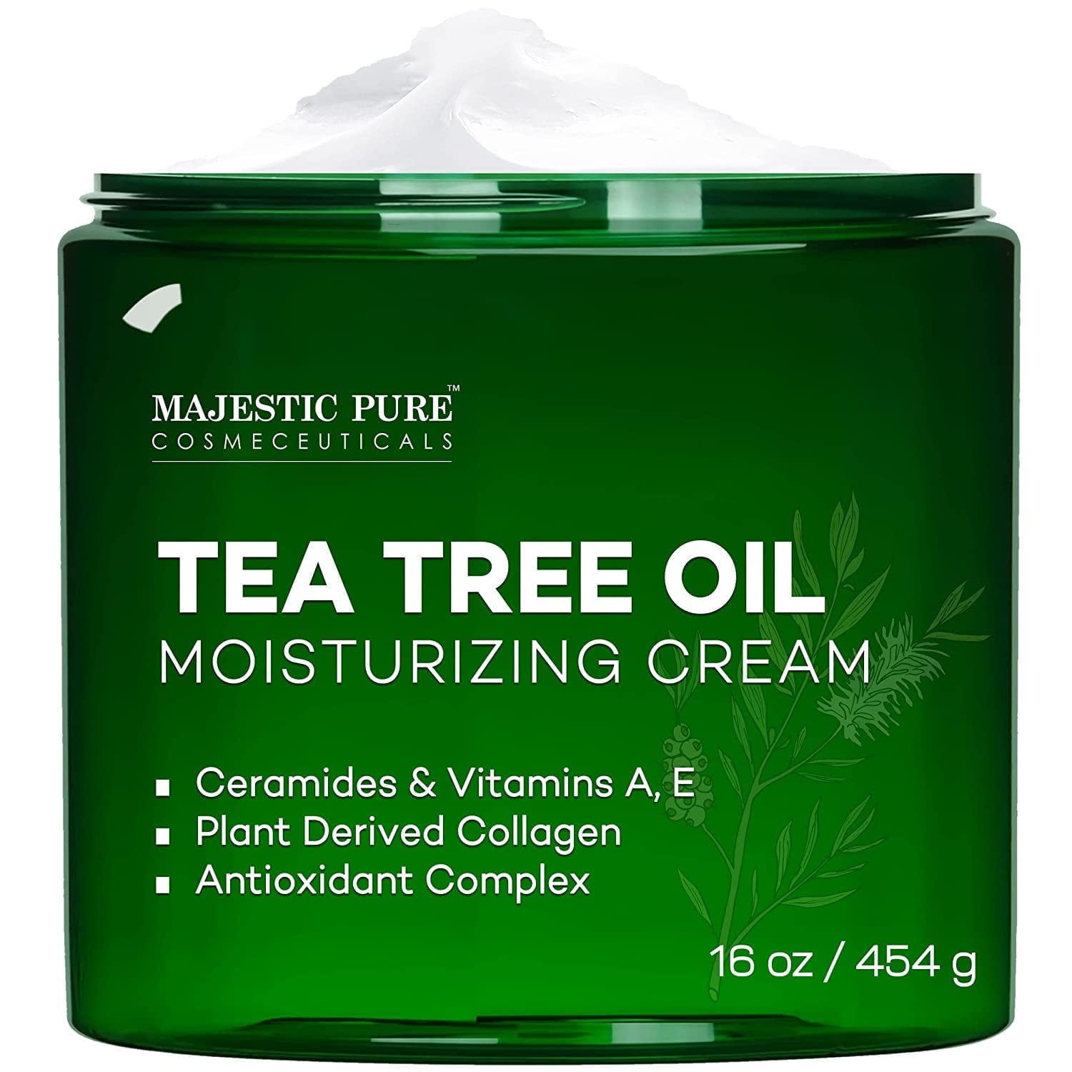 Majestic Pure Tea Tree Oil Moisturizing Cream with Ceramides Vitamins A ...