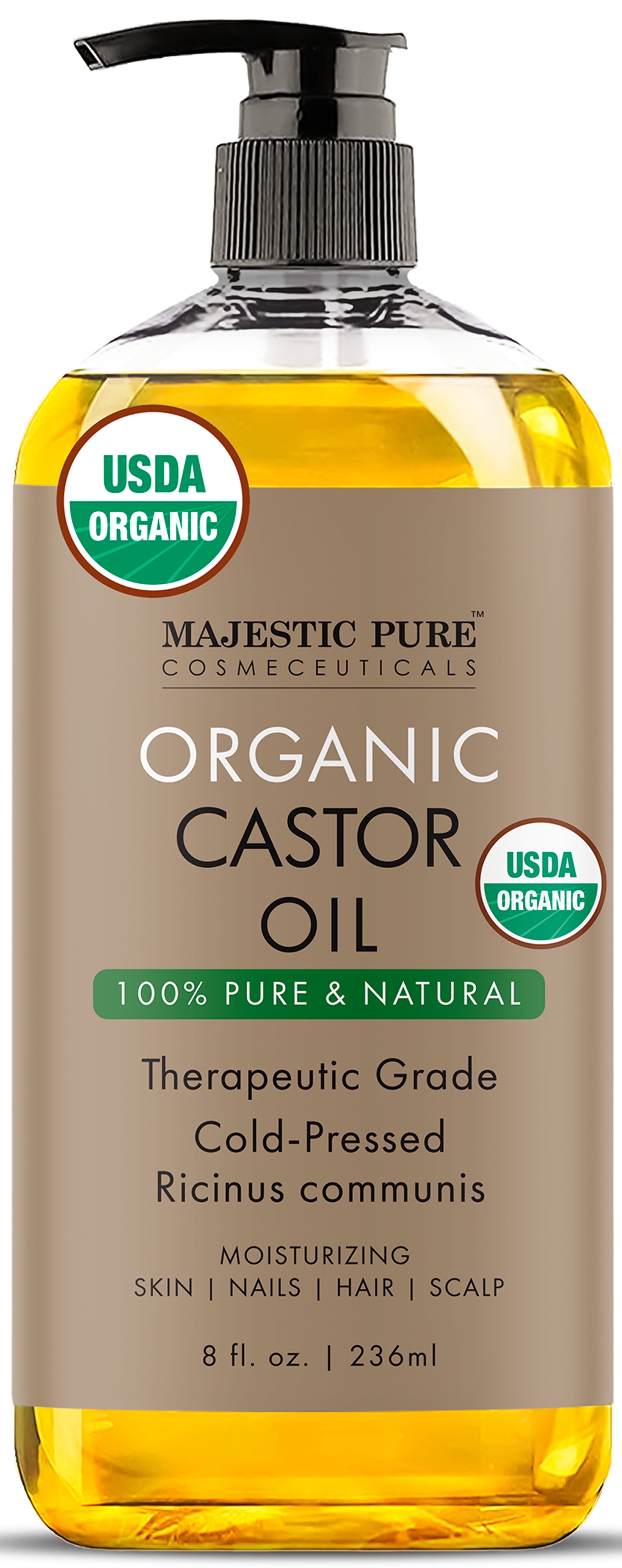 Majestic Pure USDA Organic Castor Oil | Hexane Free & 100% Pure | Cold ...