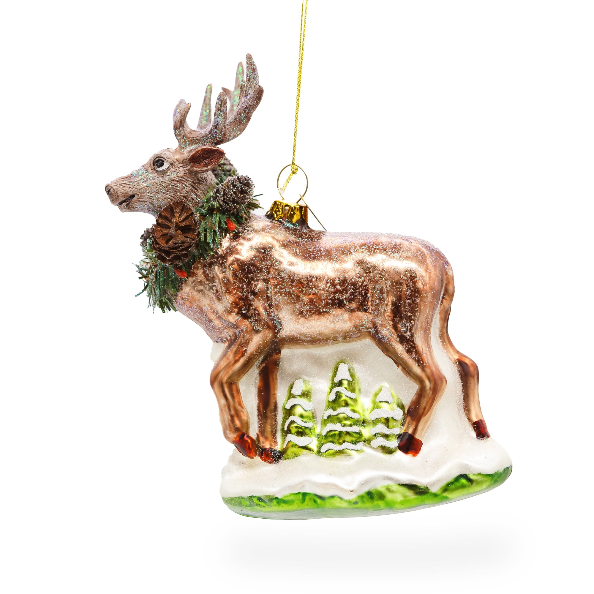 Majestic Reindeer Blown Glass Christmas Ornament - Walmart.com