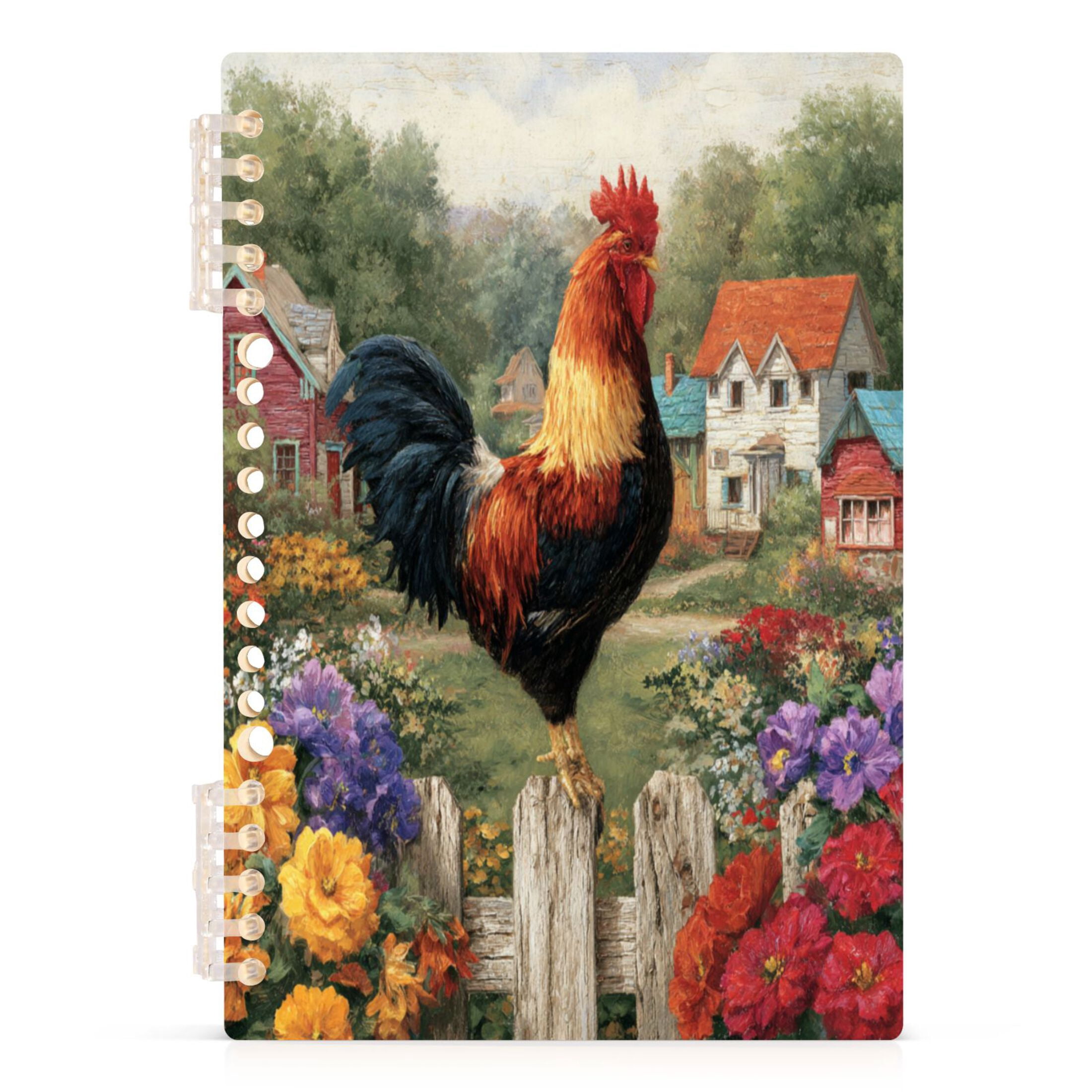 Majestic Rooster Notebook College Horizontal Grid Paper Ink Spill ...