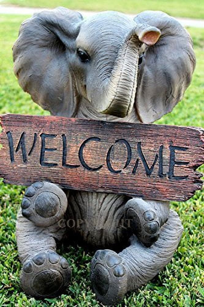 Majestic Safari Wildlife Adorable Elephant Pachy Salute Welcome Sign ...