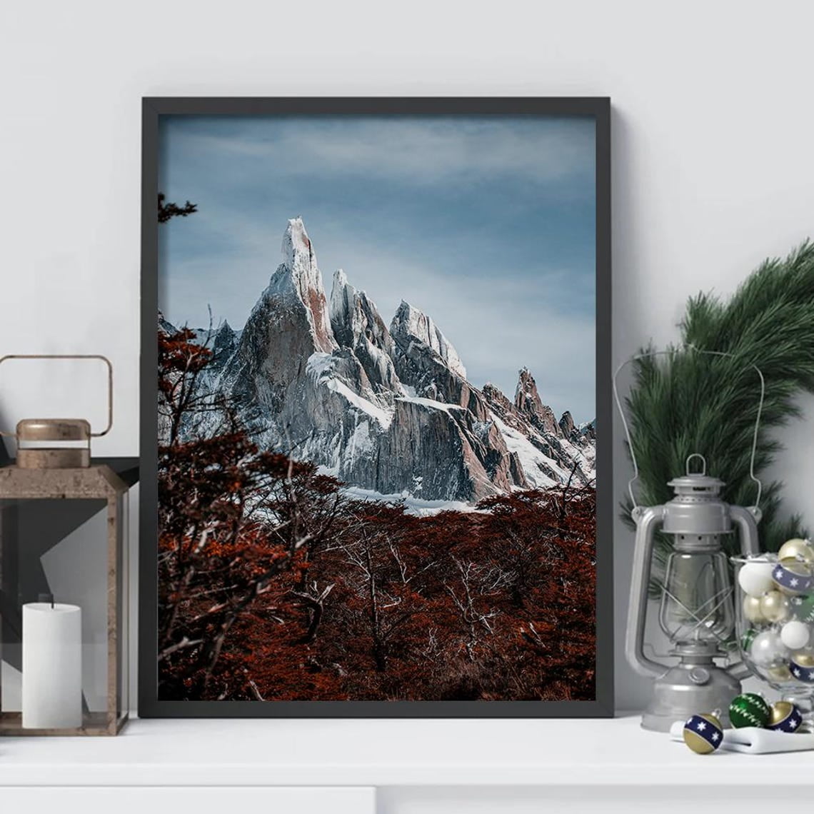 Majestic Snow Mountain Poster Alpine Landscape Photography, Rustic ...