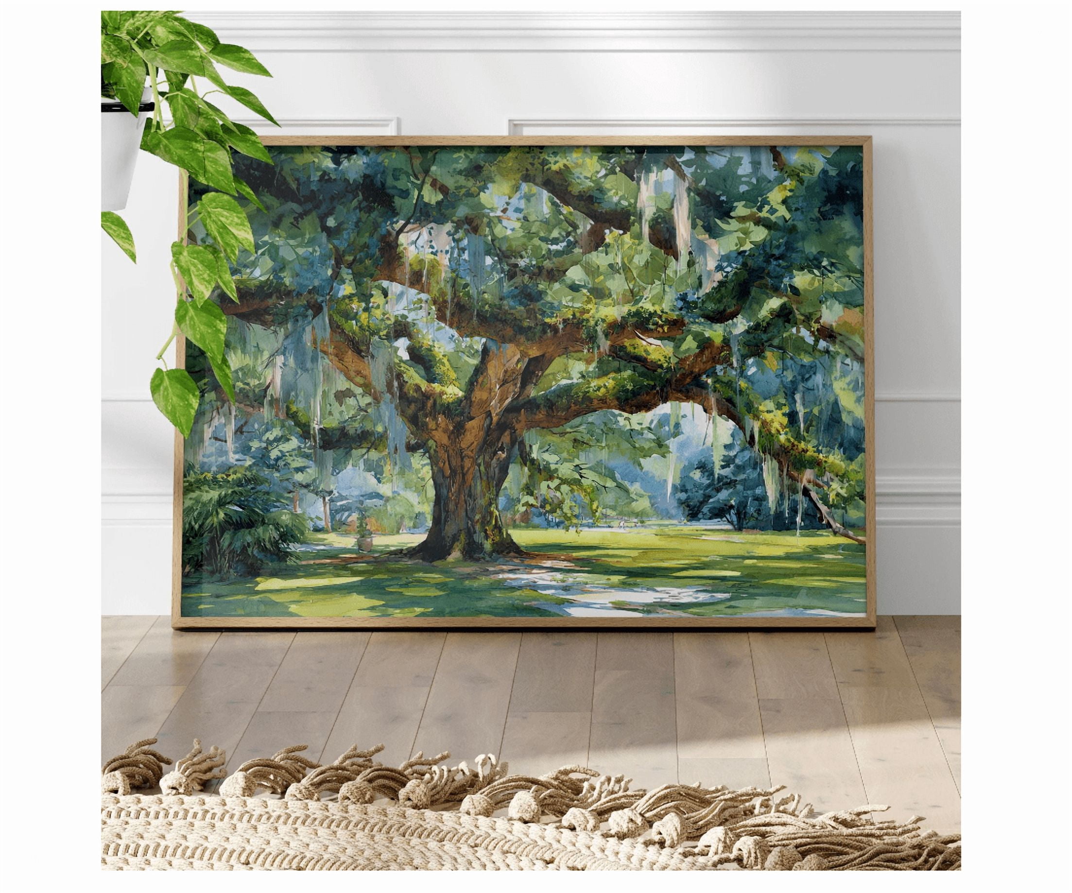 Majestic Southern Live Oak Watercolor Style Painting Poster Oak Tree ...