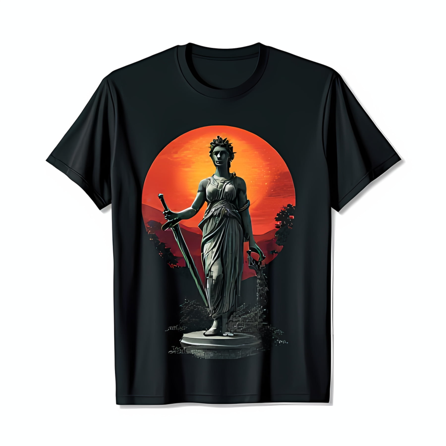 Majestic Statue Graphic Black T-Shirt & Scales Design - Walmart.com