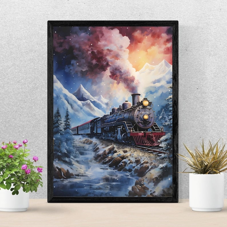 Majestic Steam Train Art Print Vintage Locomotive Poster Railway ...