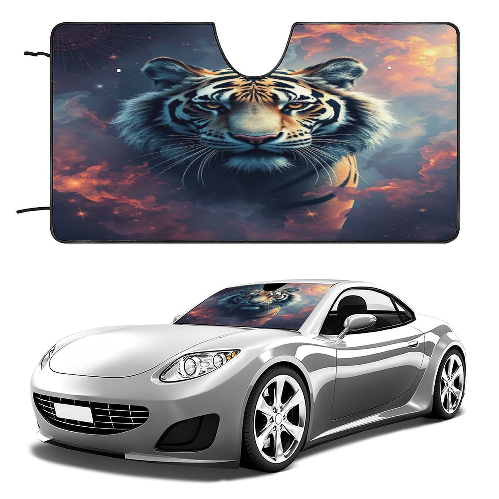 Majestic Tiger Cosmic Background Serene Powerful Gaze Car Windshield ...
