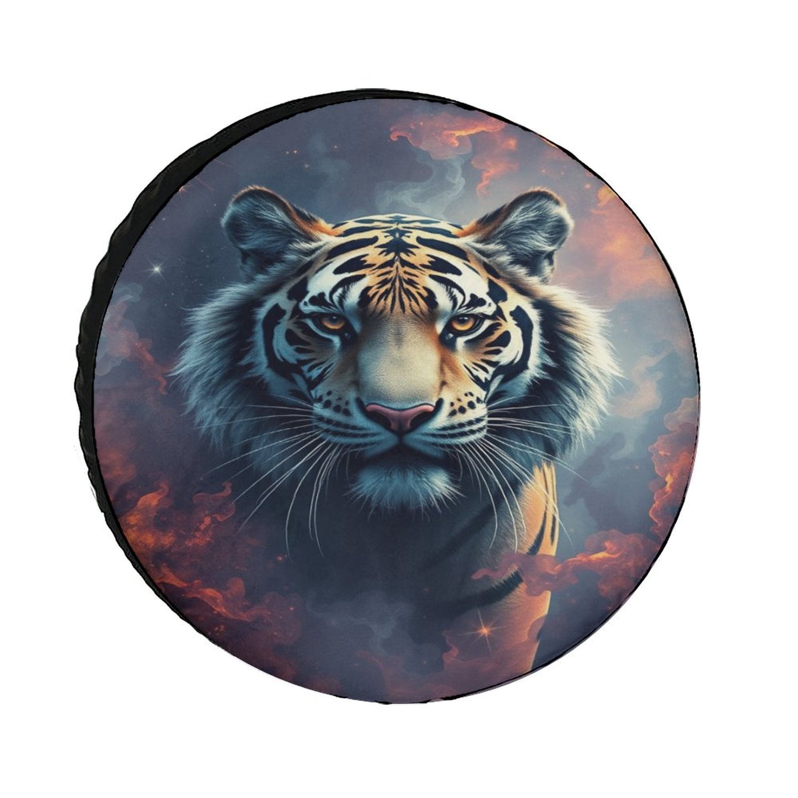 Majestic Tiger Cosmic Background Serene Powerful Gaze Spare Tire Cover ...