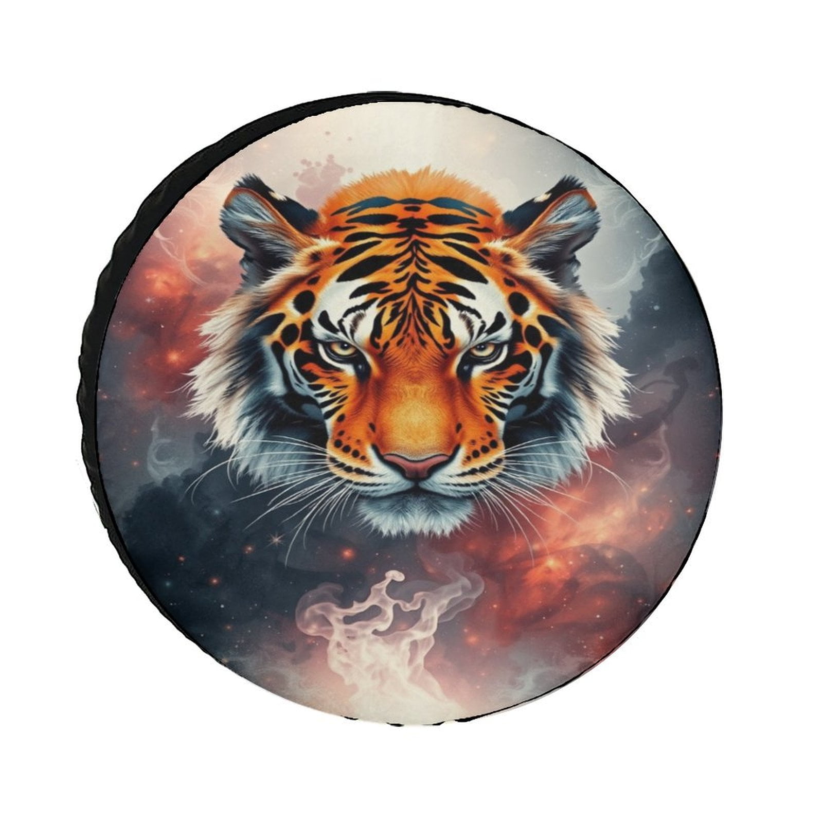 Majestic Tiger Cosmic Nebula Background Art Spare Tire Cover Weatherproof Wheel Camper ...