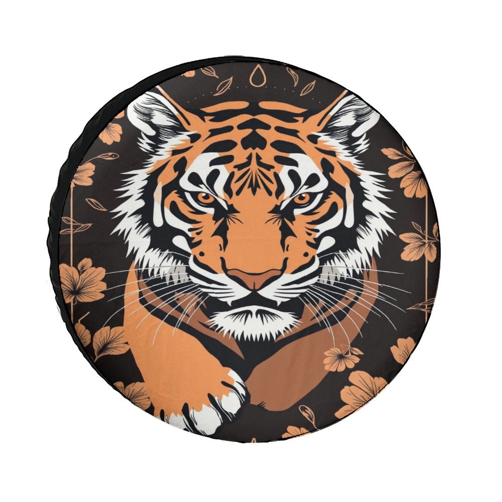 Majestic Tiger Floral Background Fierce Art Design Spare Tire Cover ...
