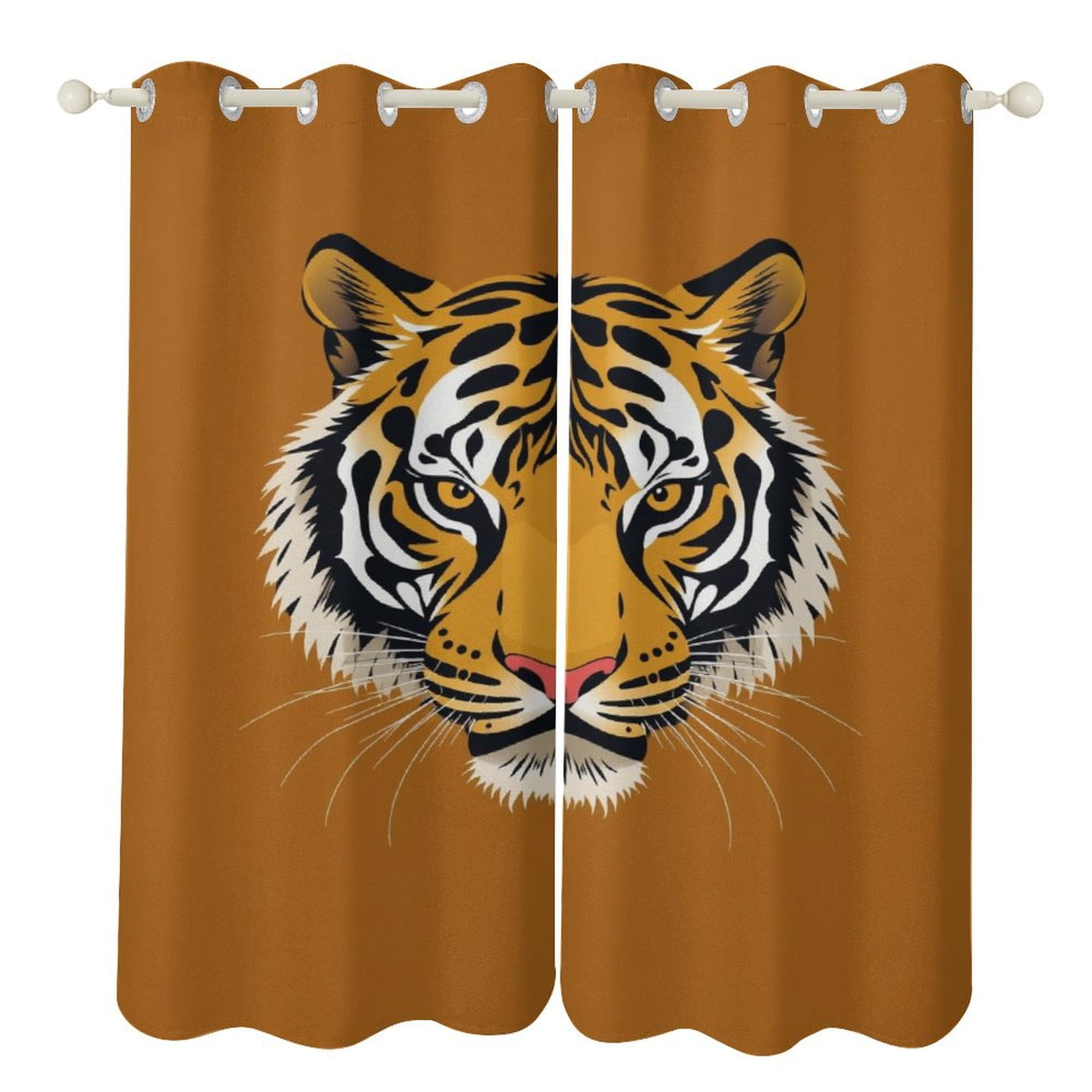 Majestic Tiger Head Portrait Art Window Drapes For Kids Boys Girls ...