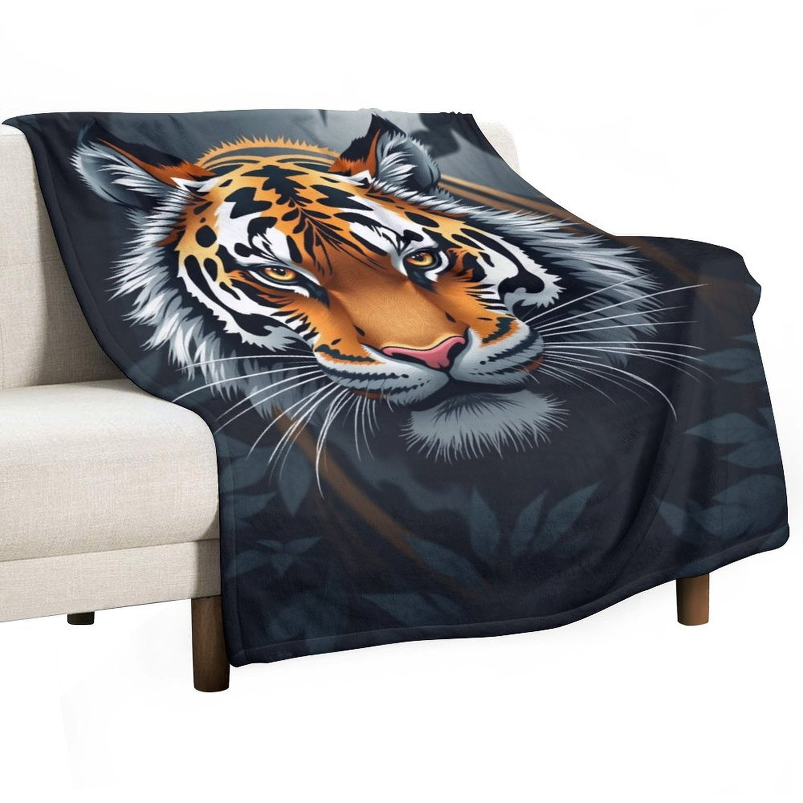 Majestic Tiger Intense Gaze Jungle Background Throw Blanket for Sofa ...