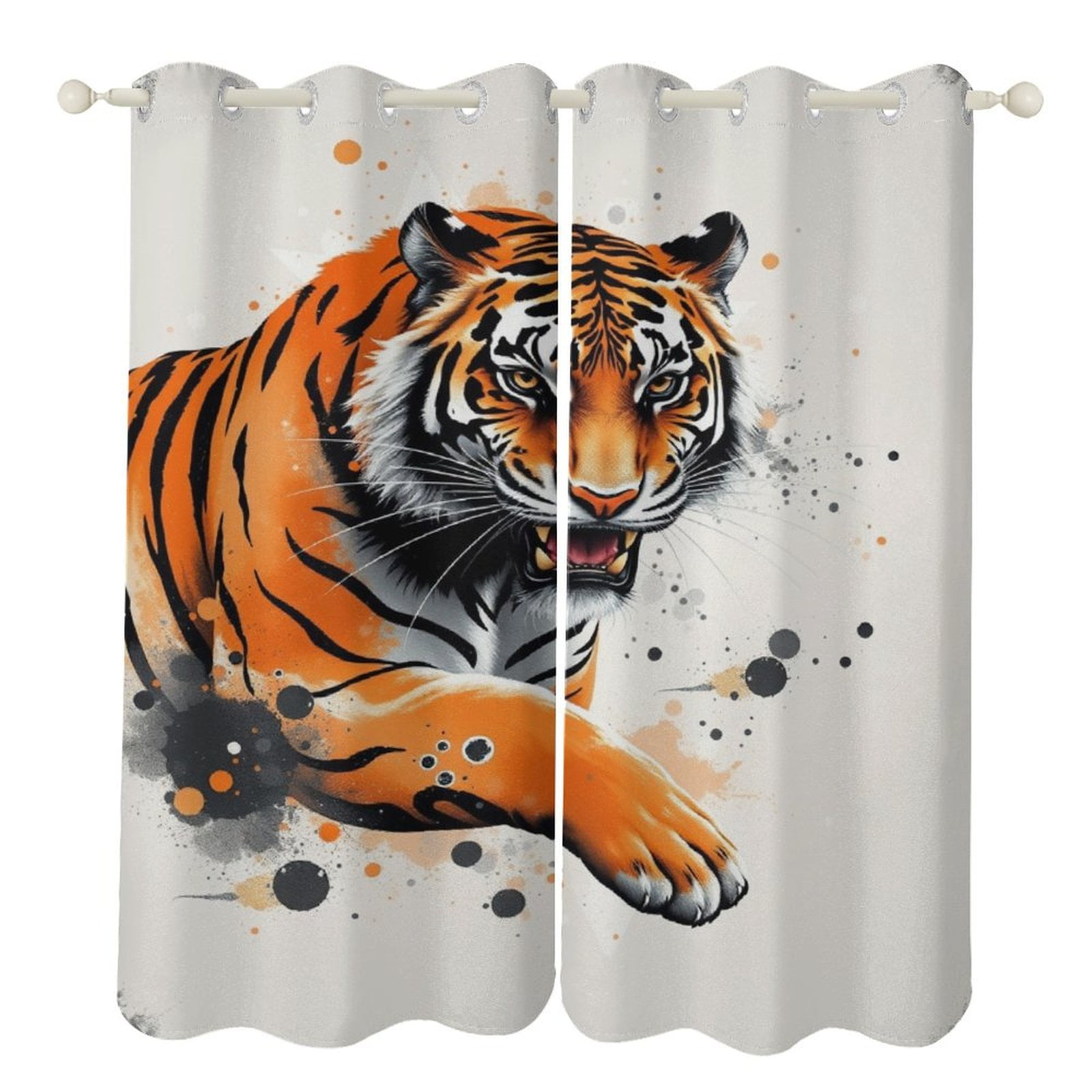 Majestic Tiger Powerful Artwork Fierce Eyes Curtains for Bedroom Living ...