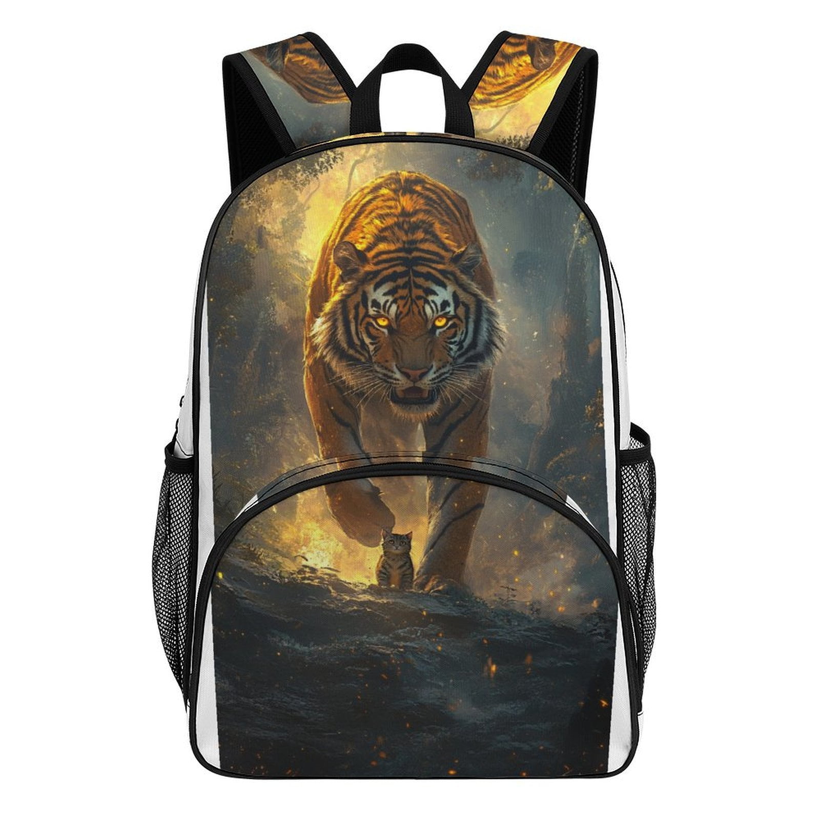 Majestic Tiger Protects Tiny Kitten Backpacks for Backpack for Bookbag ...