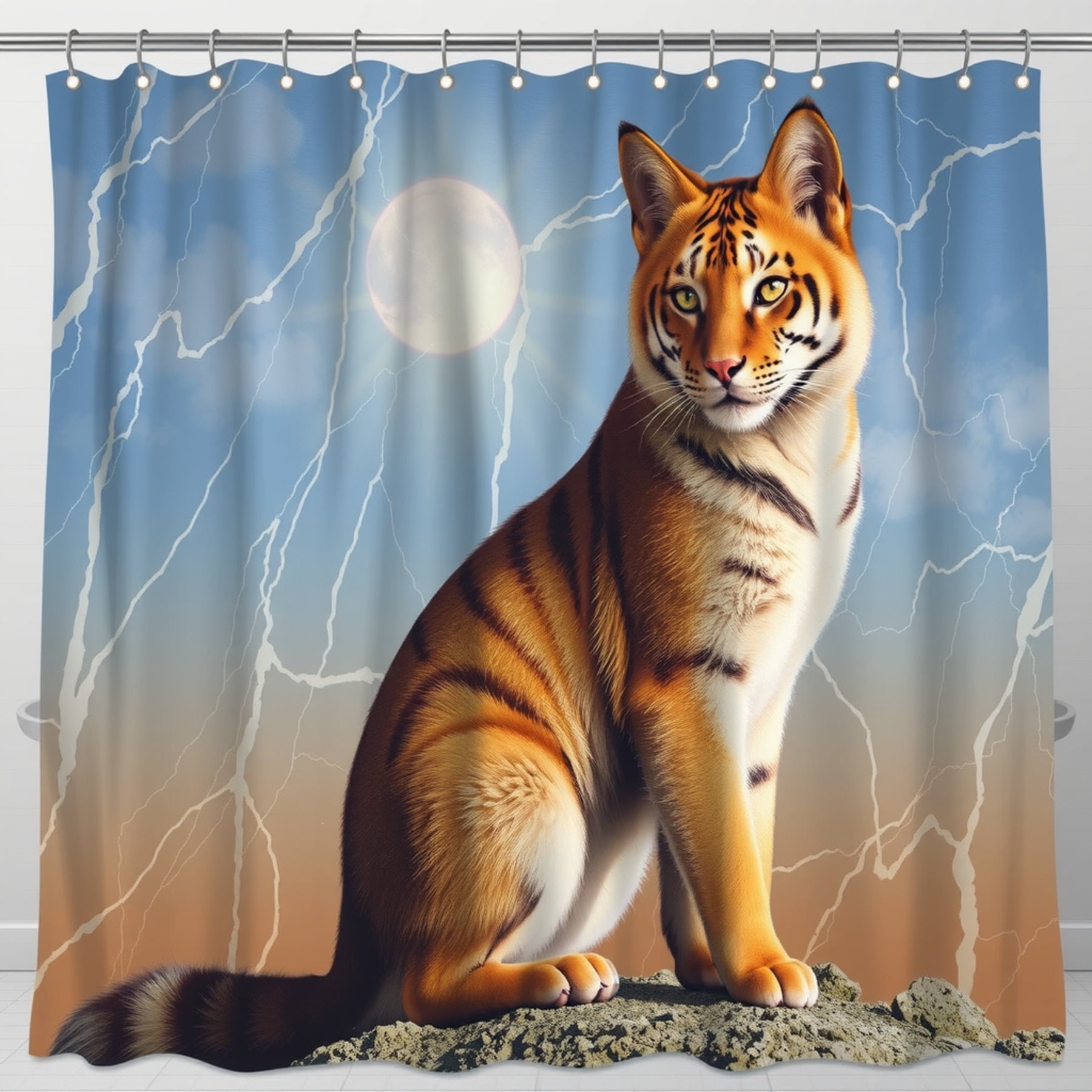 Majestic Tiger Shower Curtain - Vivid Orange Design with Strikes for ...