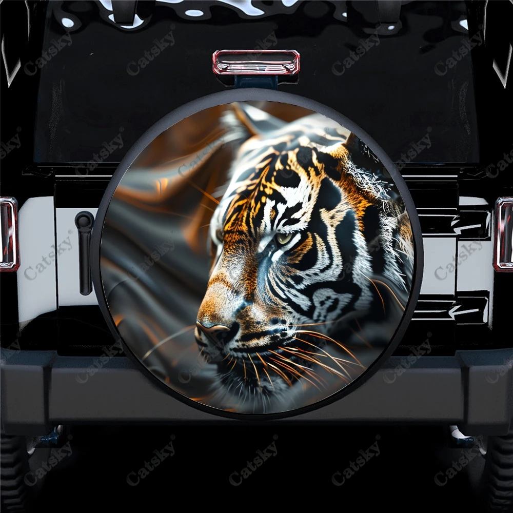 Majestic Tiger With Fire Polyester Universal Spare Wheel Tire Cover ...