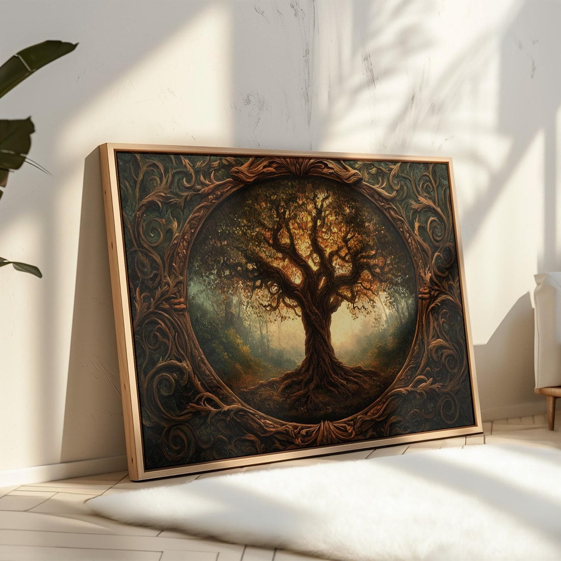 Majestic Tree Of Life Wall Art With Ornate Framing, Nature-Inspired ...