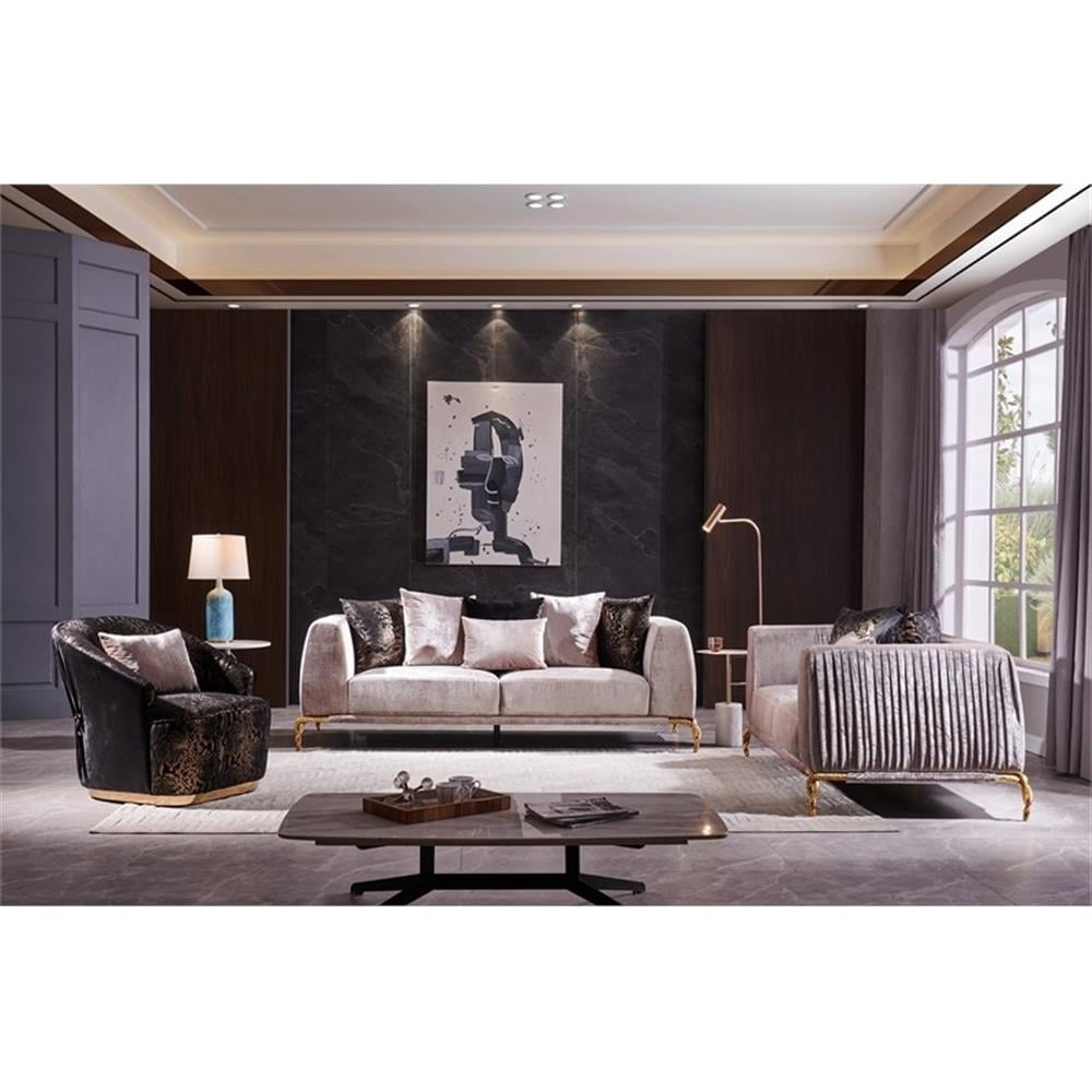 Majestic Upholstered 3 PC Sofa Set - Sofa & Loveseat in Ivory and Chair ...
