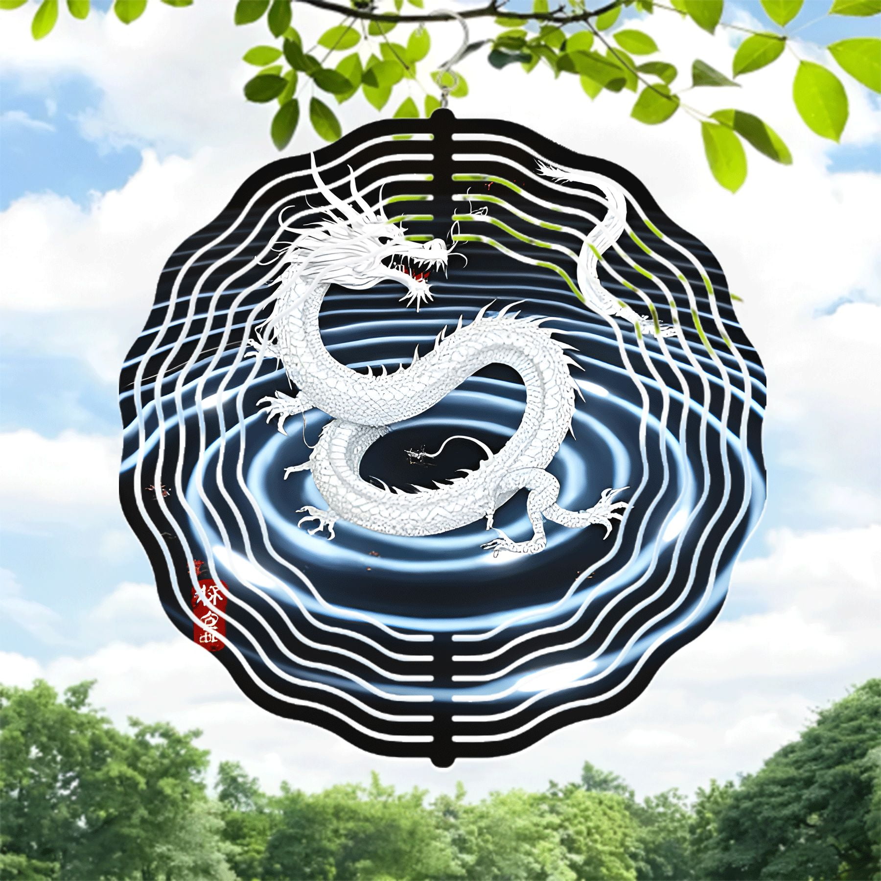 Majestic White Dragon Metal Wind Spinner & Chime - Intricate Design ...