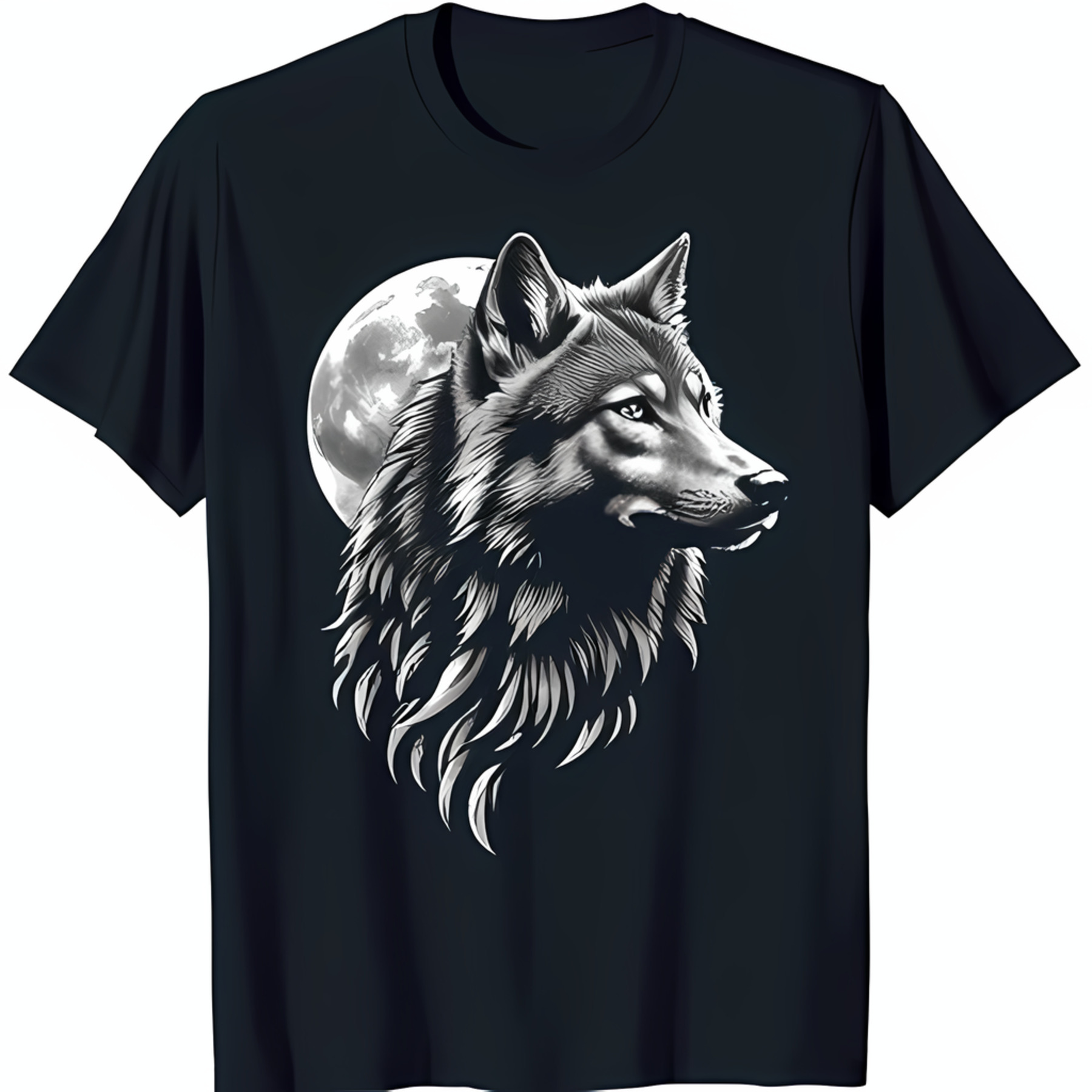 Majestic White Head with Feathered Texture & Full Moon Graphic T-Shirt ...