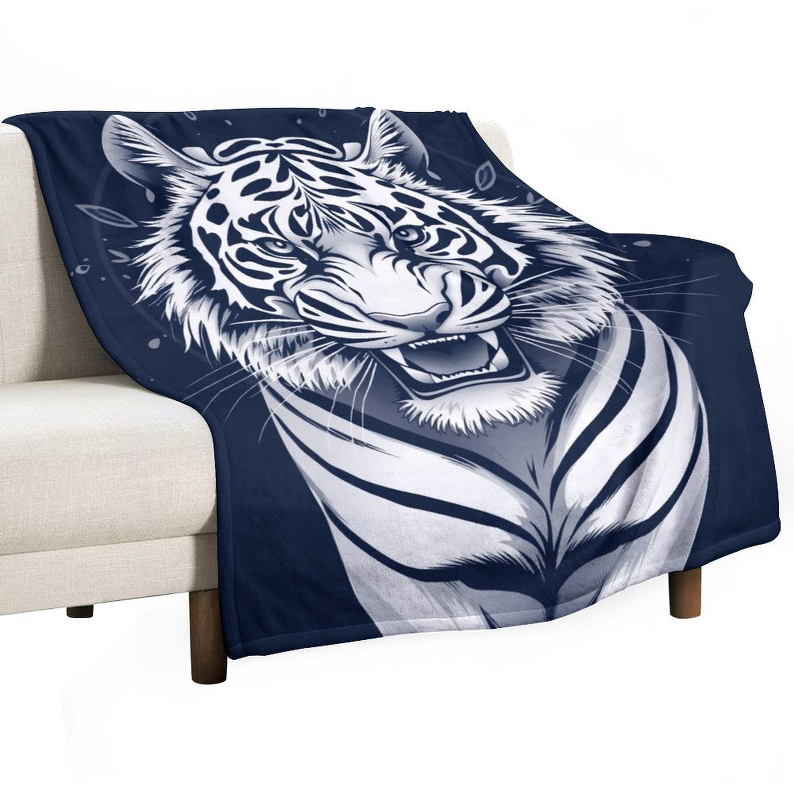 Majestic White Tiger Portrait Art Soft Flannel Blanket for Beds Bedroom ...