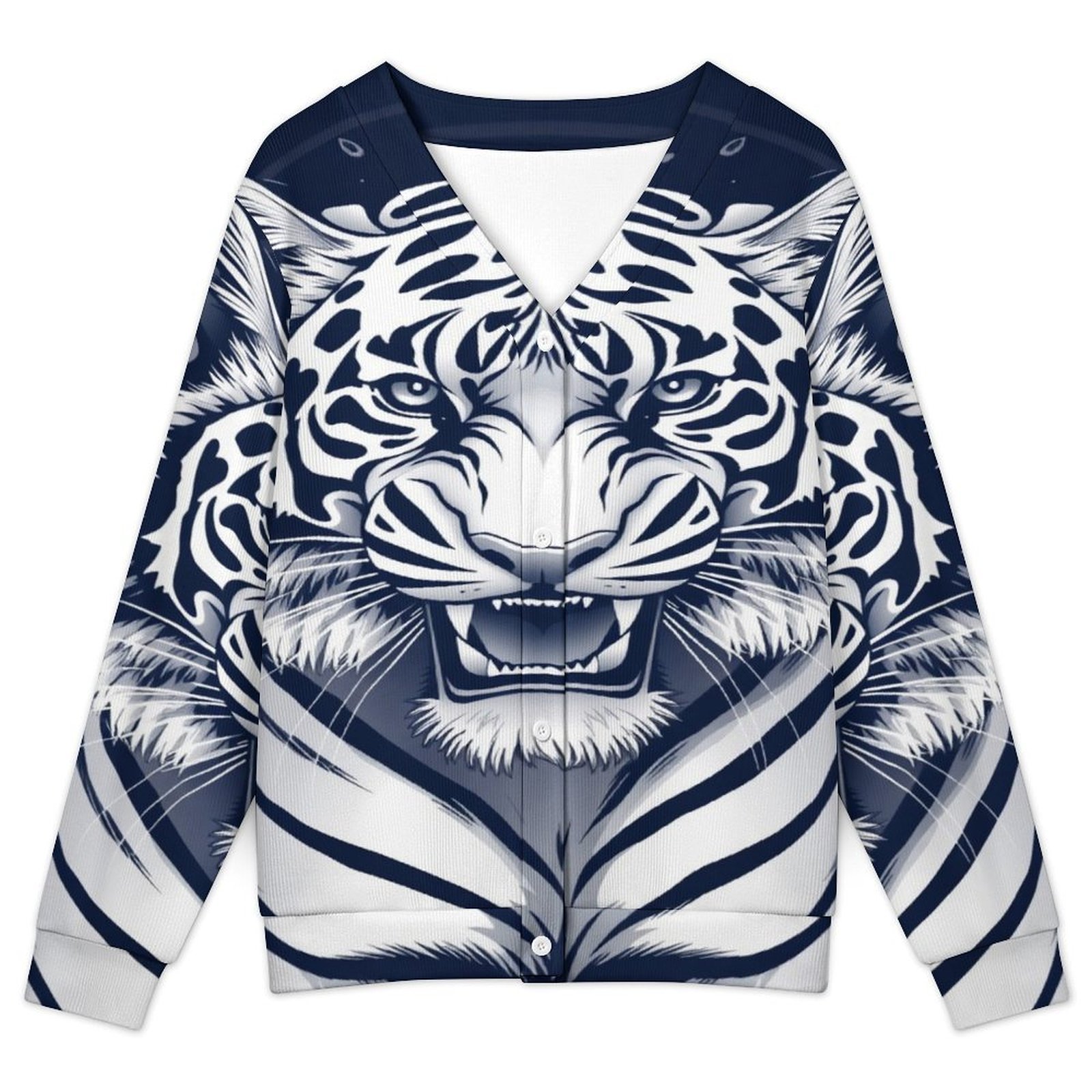 Majestic White Tiger Portrait Art Sweater Autumn Winter Women's ...