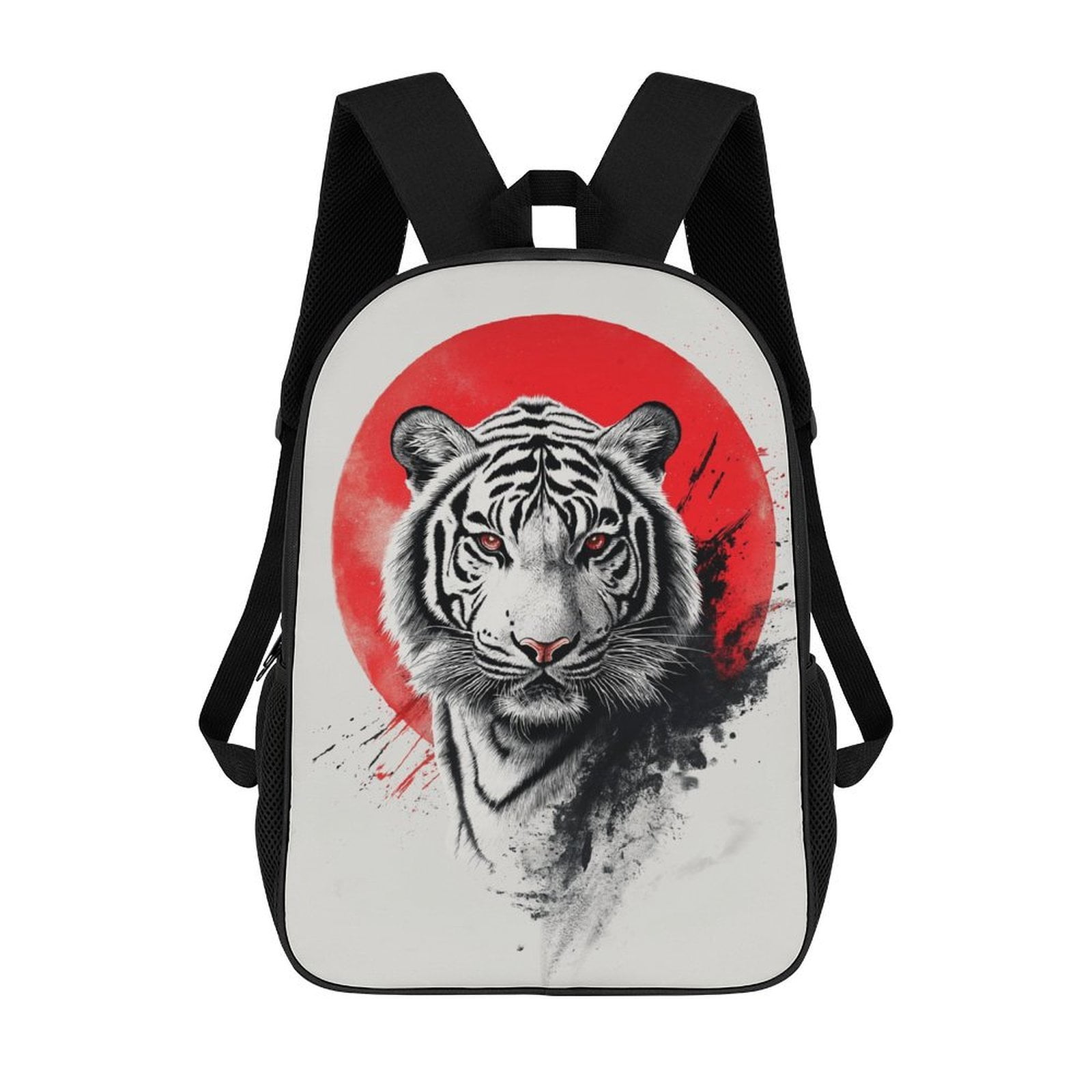 Majestic White Tiger Red Sun Art Teenage Backpack Middle Students ...