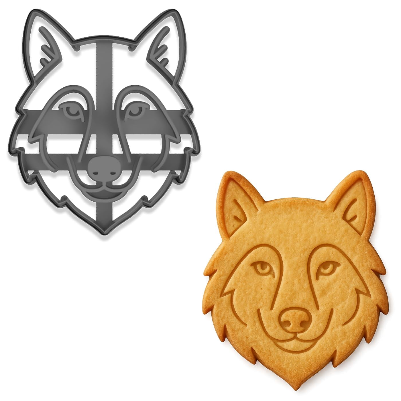 Majestic Wolf Cookie Cutter and Stamp Set - 4x3.36", Nature-Inspired ...