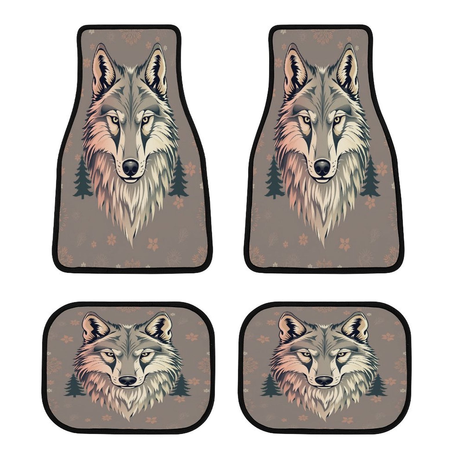 Majestic Wolf Portrait Car Floormat Heavy Duty Front Rear Floor Mats ...