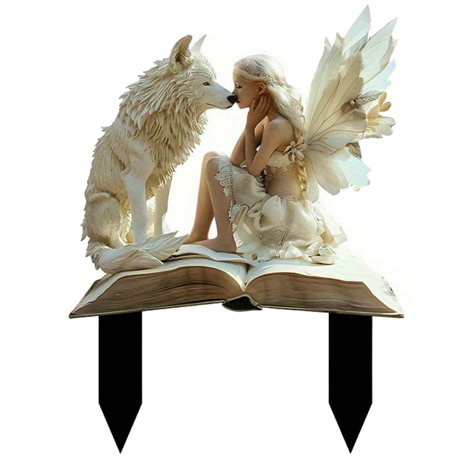 Majestic Wolf and Fairy, Acrylic Fairy Flower Pot Insert, Suitable for ...