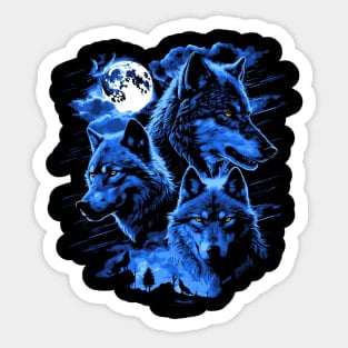 Majestic Wolves Howling At The Moon Graphic Tee Sticker Phone Decal ...