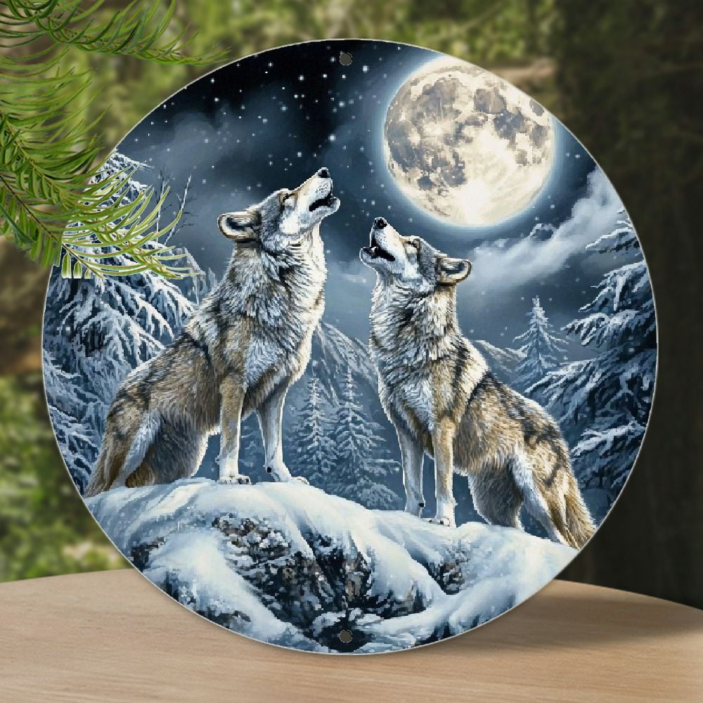 Majestic Wolves Howling at the Moon - Elegant Aluminum Wall Art for ...