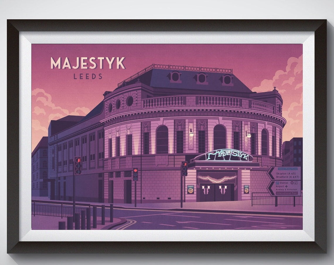 Majestyk Nightclub Poster, Leeds, Majestic Cinema, Leeds Travel Poster ...
