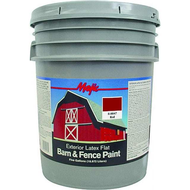 Majic Paints 8-0047-5 Latex Flat Barn & Fence Paint, 5-Gallons, Classic ...