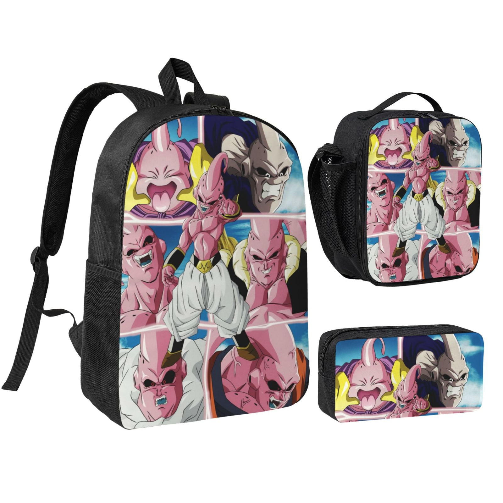 Majin Buu Backpack 3 Piece Set Bookbag with Lunch Box Pencil Case ...